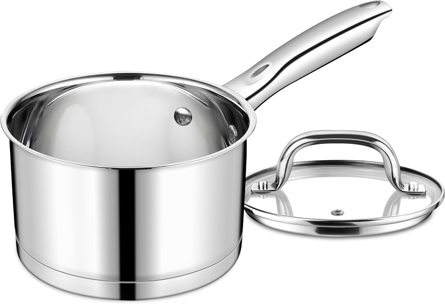 Vesteel 1QT Saucepan with Lid, Stainless Steel Milk Sauce Pan with Tri ...
