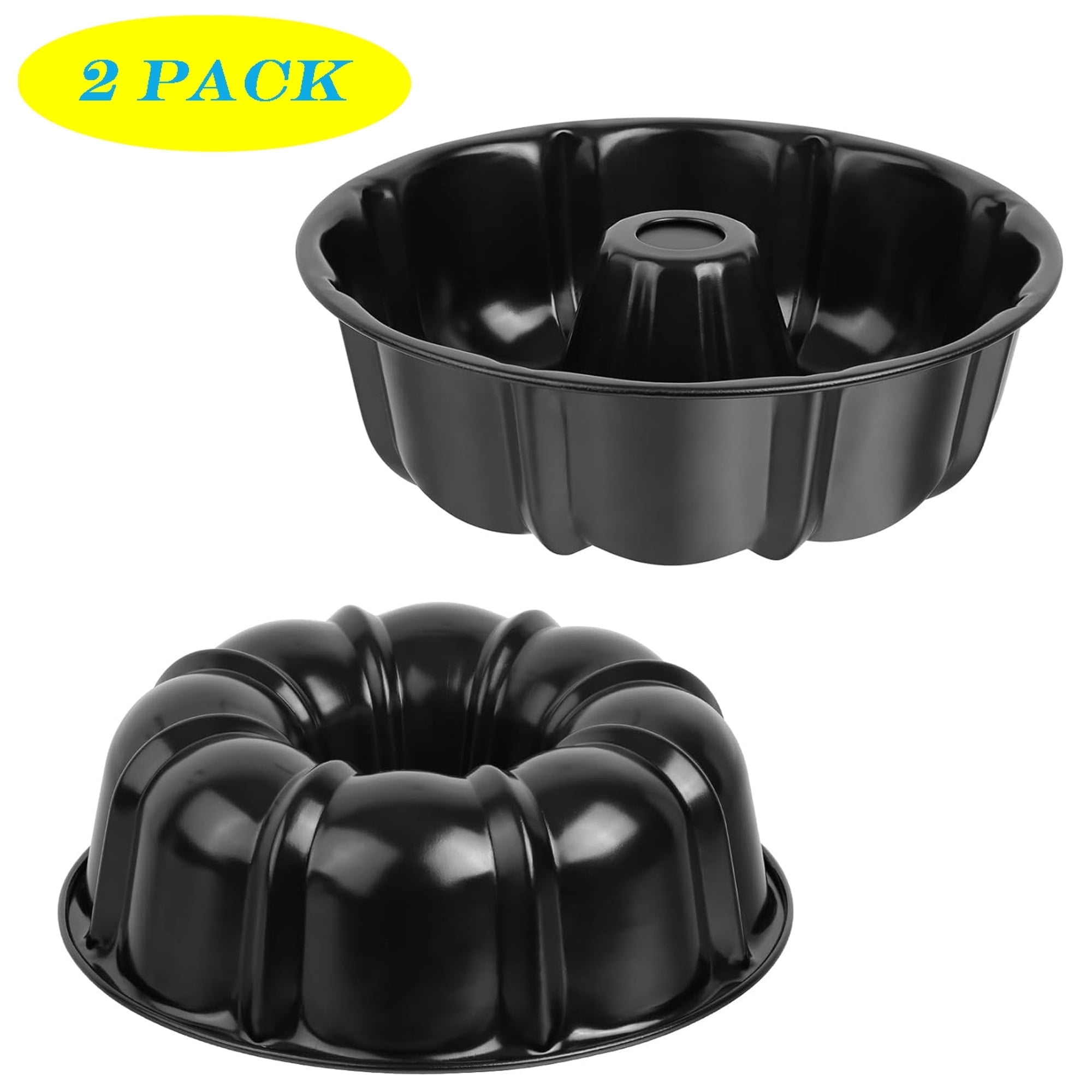 Vesteel 2 Pack Bundt Cake Pan, 10" Nonstick Fluted Cake Pans for Baking ...