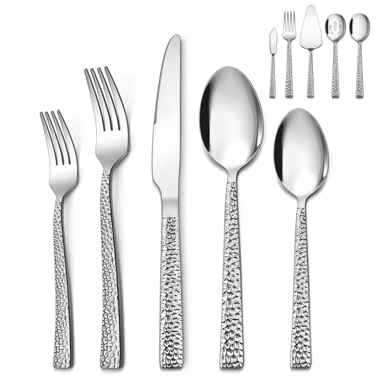 Vesteel 25pc Modern Silverware Set, Heavy Duty Stainless Steel Flatware ...