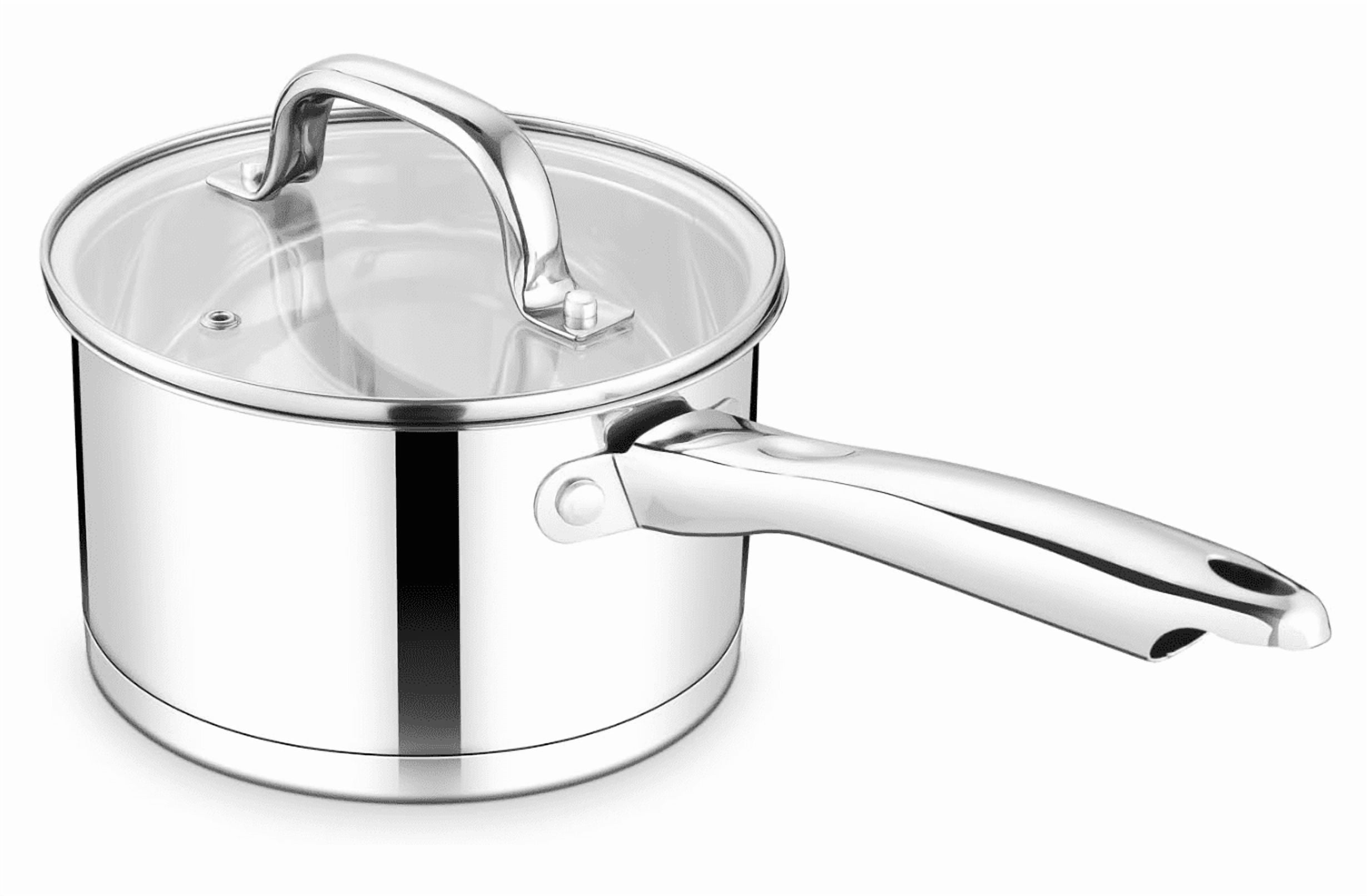 Vesteel 2QT Stainless Steel Saucepan, Tri-ply Bottom, Induction ...
