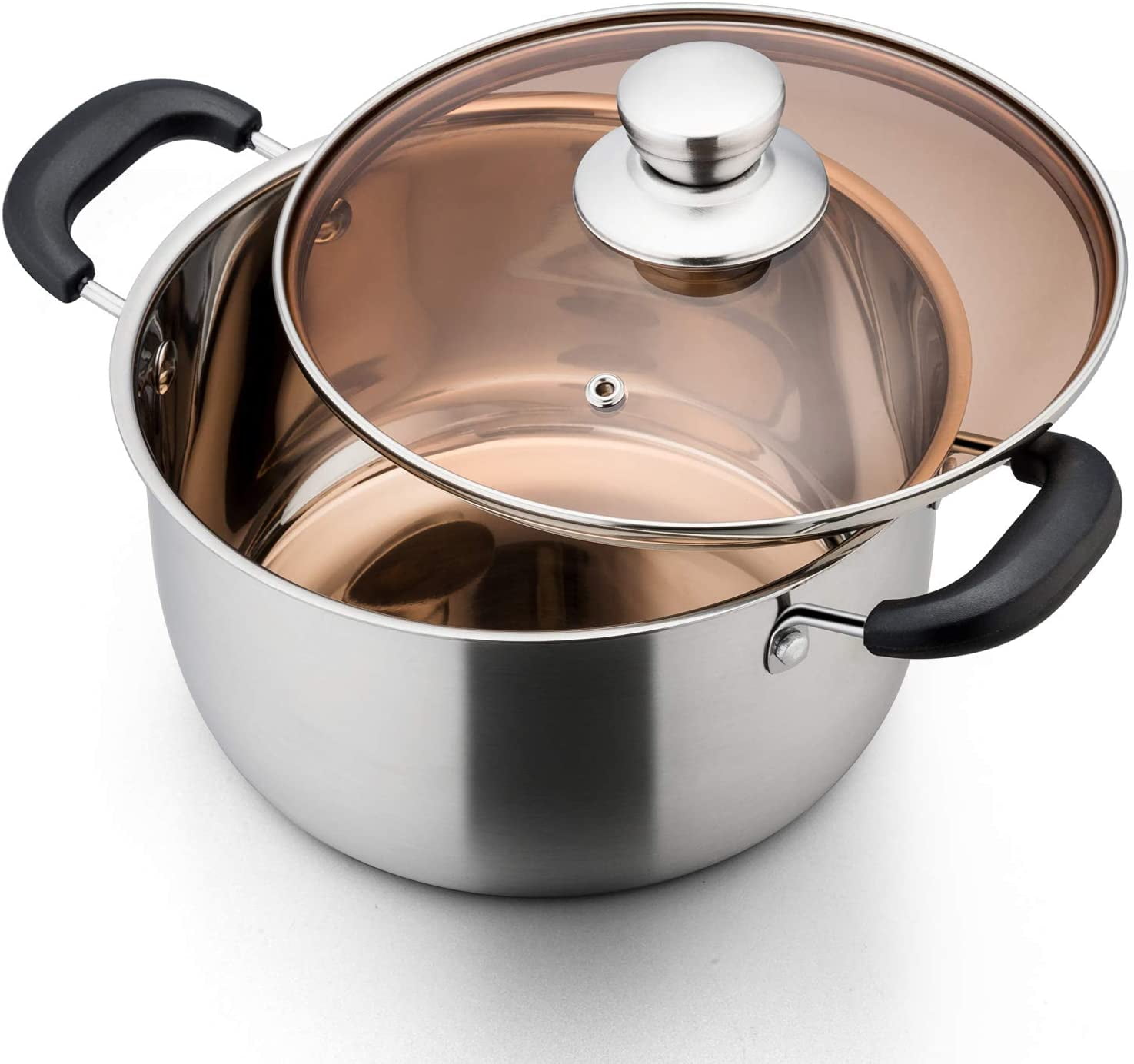 Vesteel 3 Quart Stainless Steel Stock Pot with Glass Lid, Heat-Proof ...