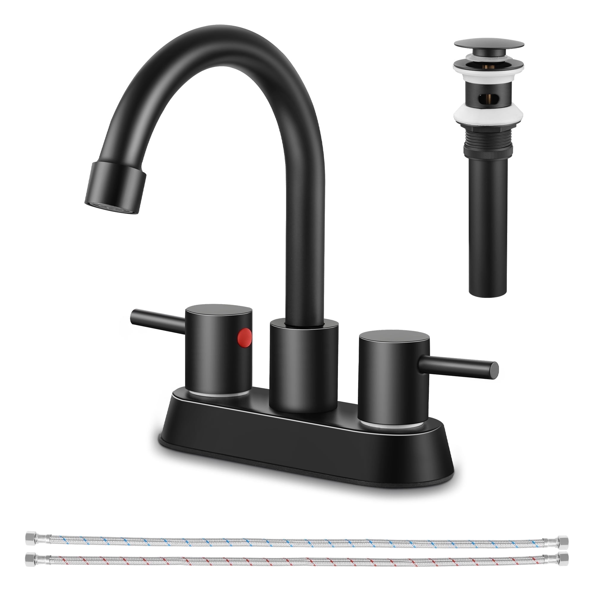 Vesteel 4 inch Bathroom Faucet, 2-Handle Stainless Steel Centerset ...