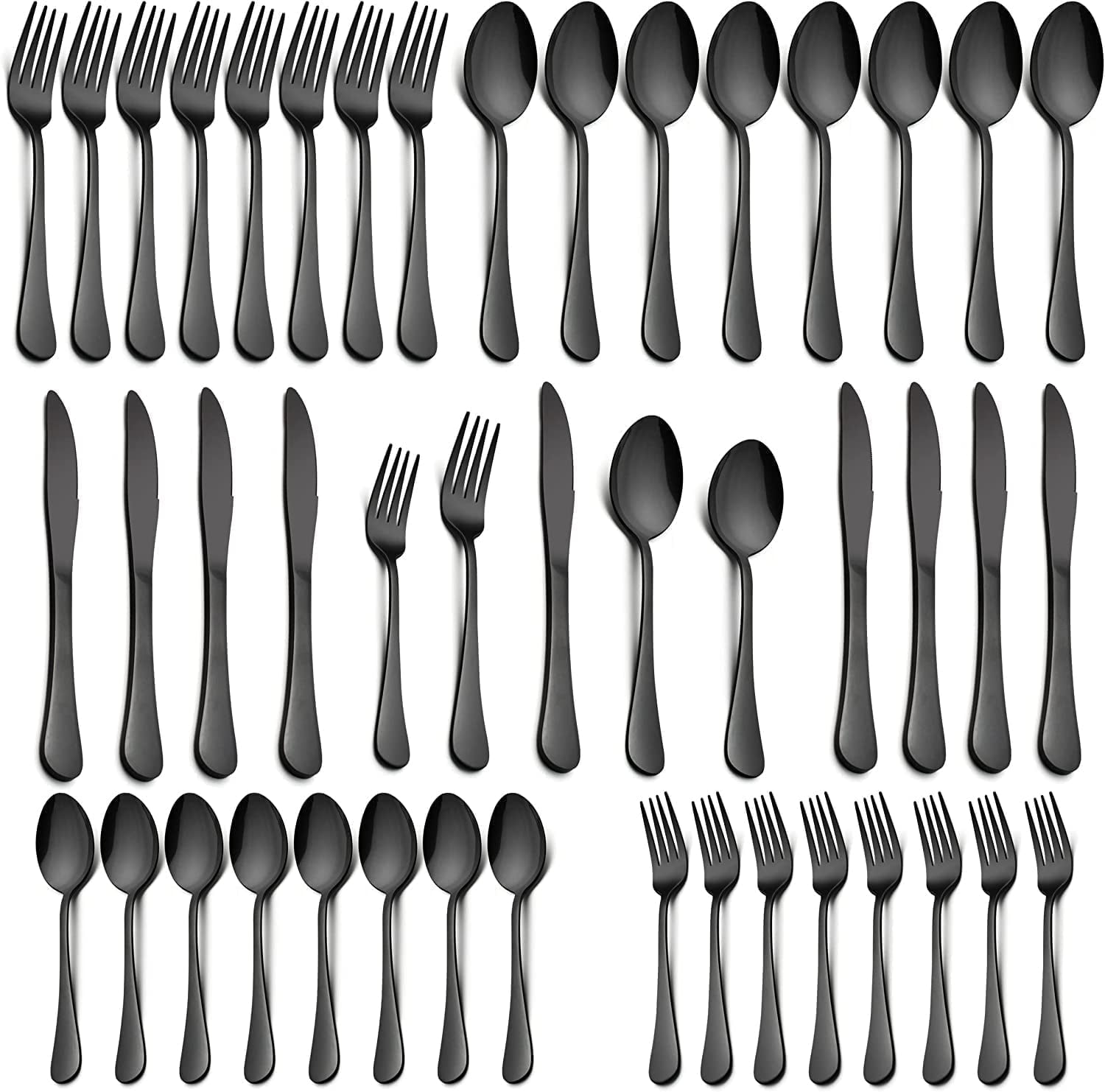 Vesteel 40-Piece Black Silverware Set, Stainless Steel Flatware Cutlery ...
