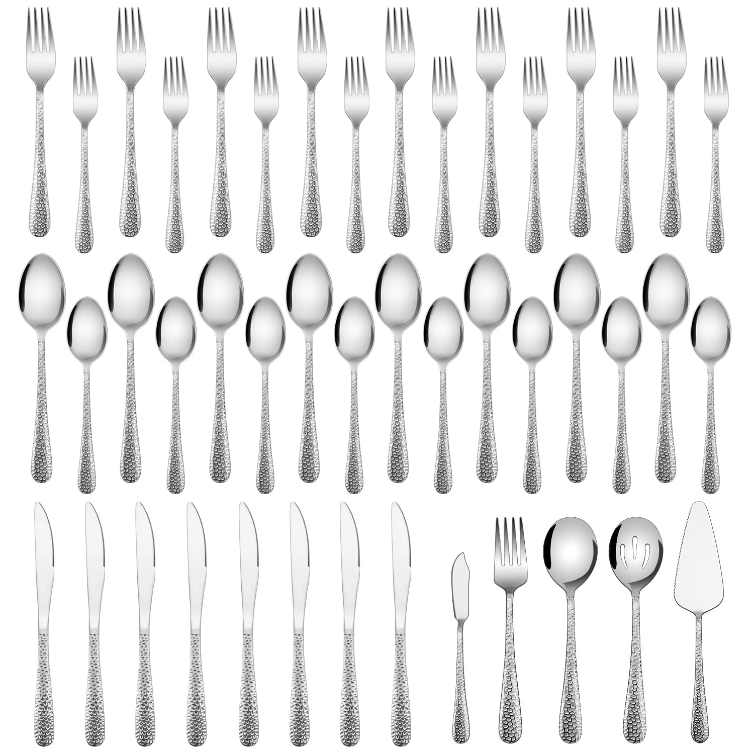 Vesteel Silverware Set with Serving Utensils 45pcs for 8 Stainless ...