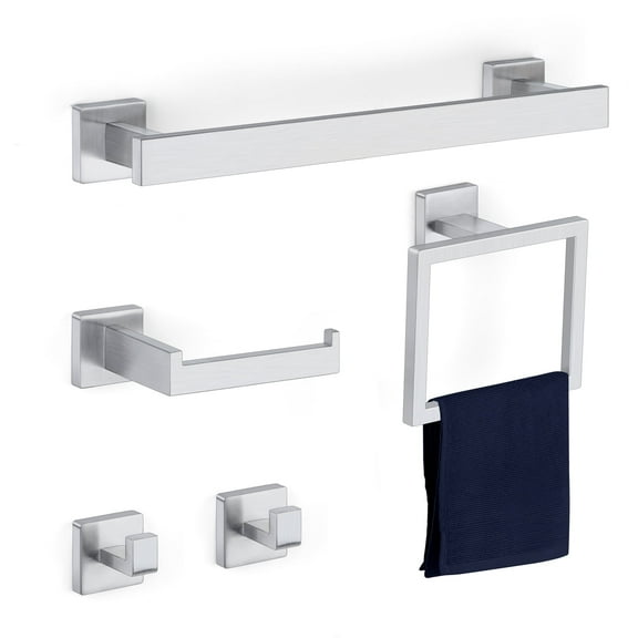 6Pcs Bathroom Hardware Accessories Set Towel Bar Set Black - Walmart.com