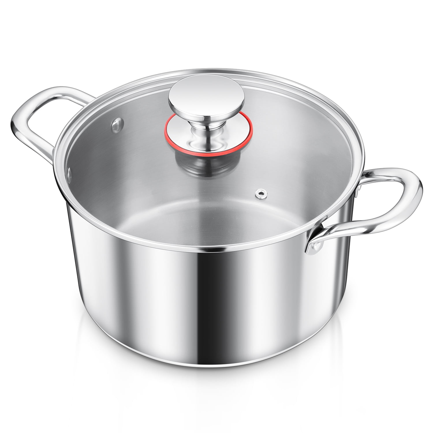 Vesteel 5 Quart Stock Pot, Large Aluminum, 18/10 Stainless Steel, Tri ...