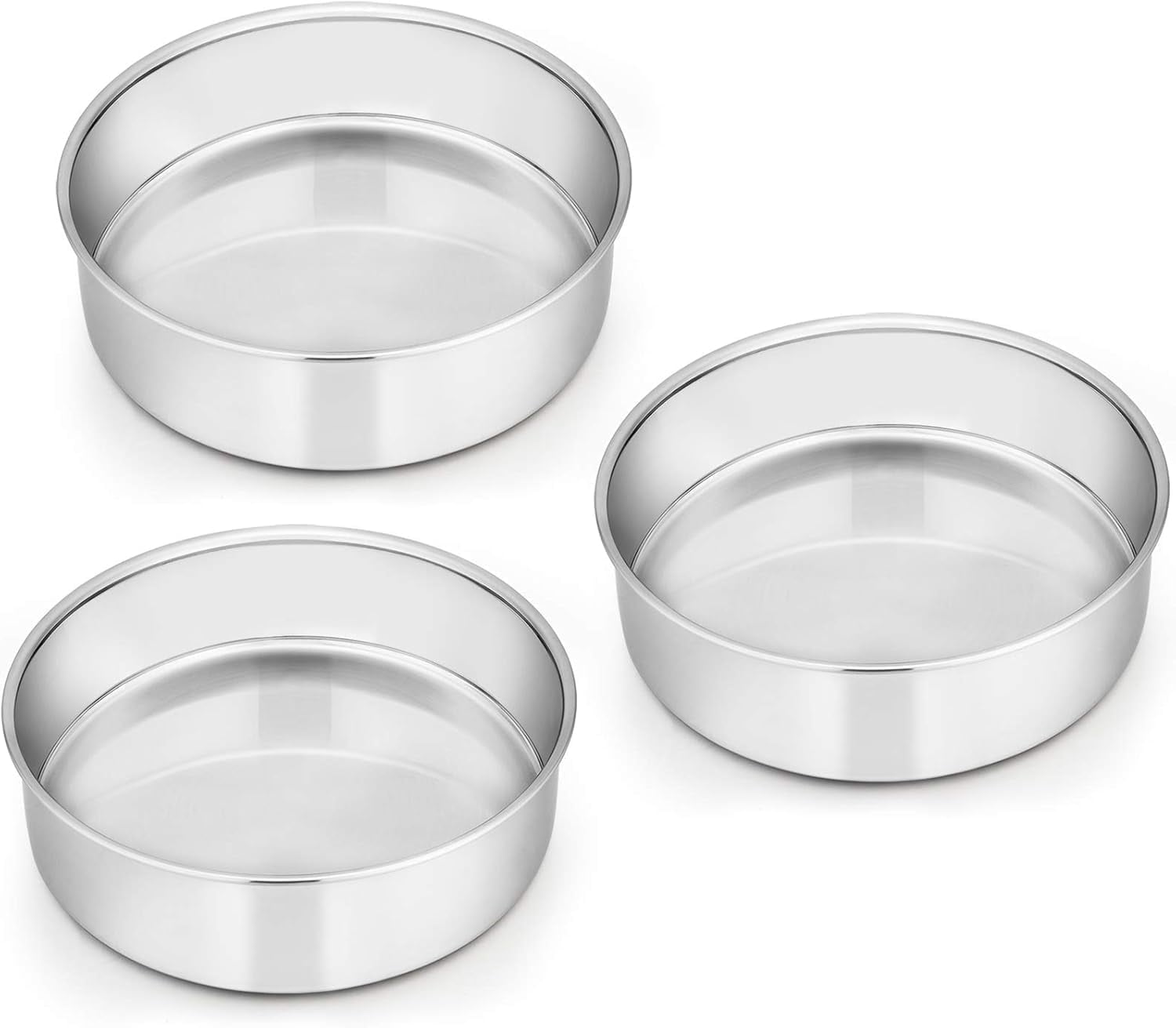 Vesteel 6 inch Cake Pan Set of 3, Stainless Steel Round Cake Baking ...