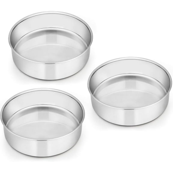 Cake Pan Set of 4, Stainless Steel Baking Round Cake Pans Tins Bakeware ...