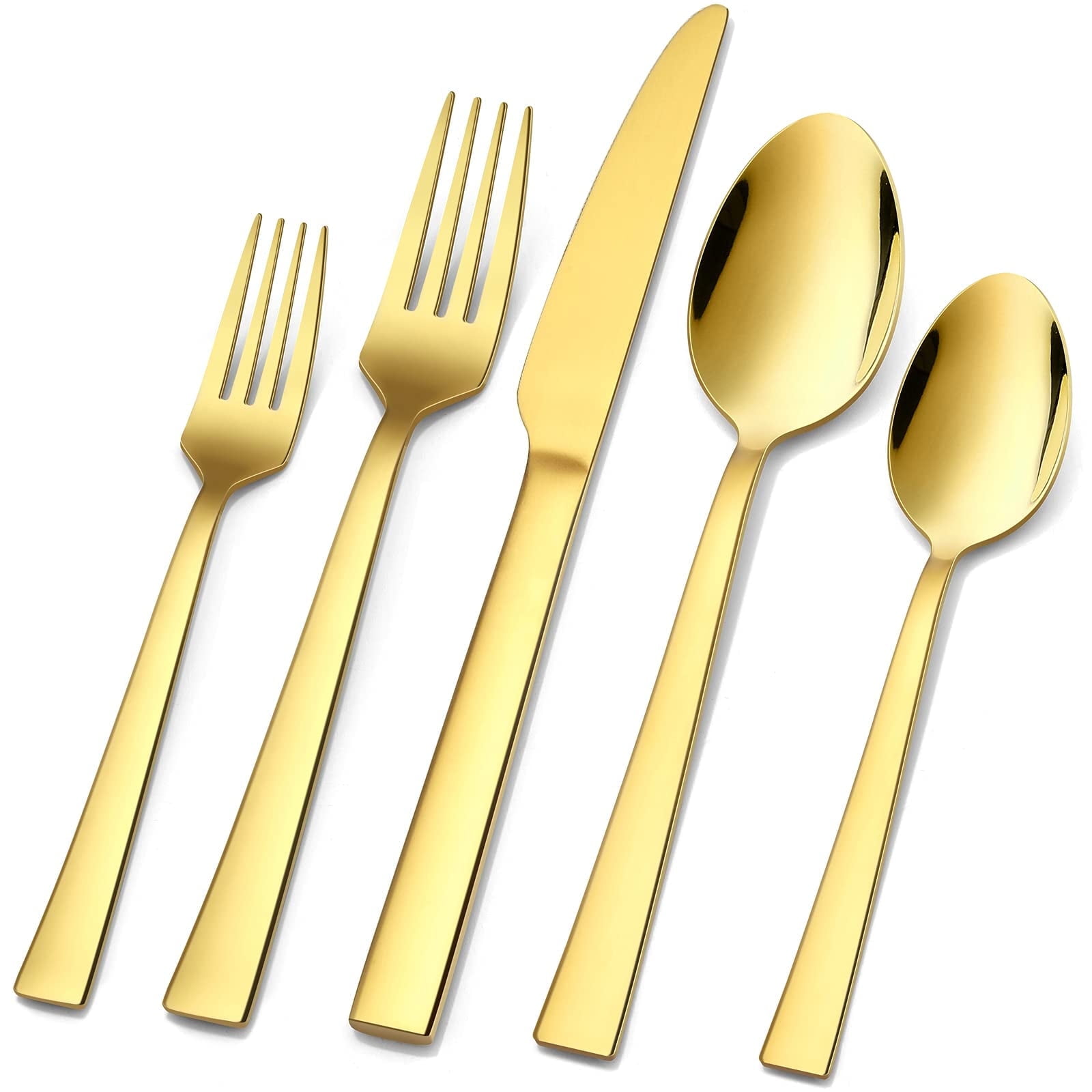 60-Piece Gold Silverware Set, Vesteel Stainless Steel Flatware Set ...