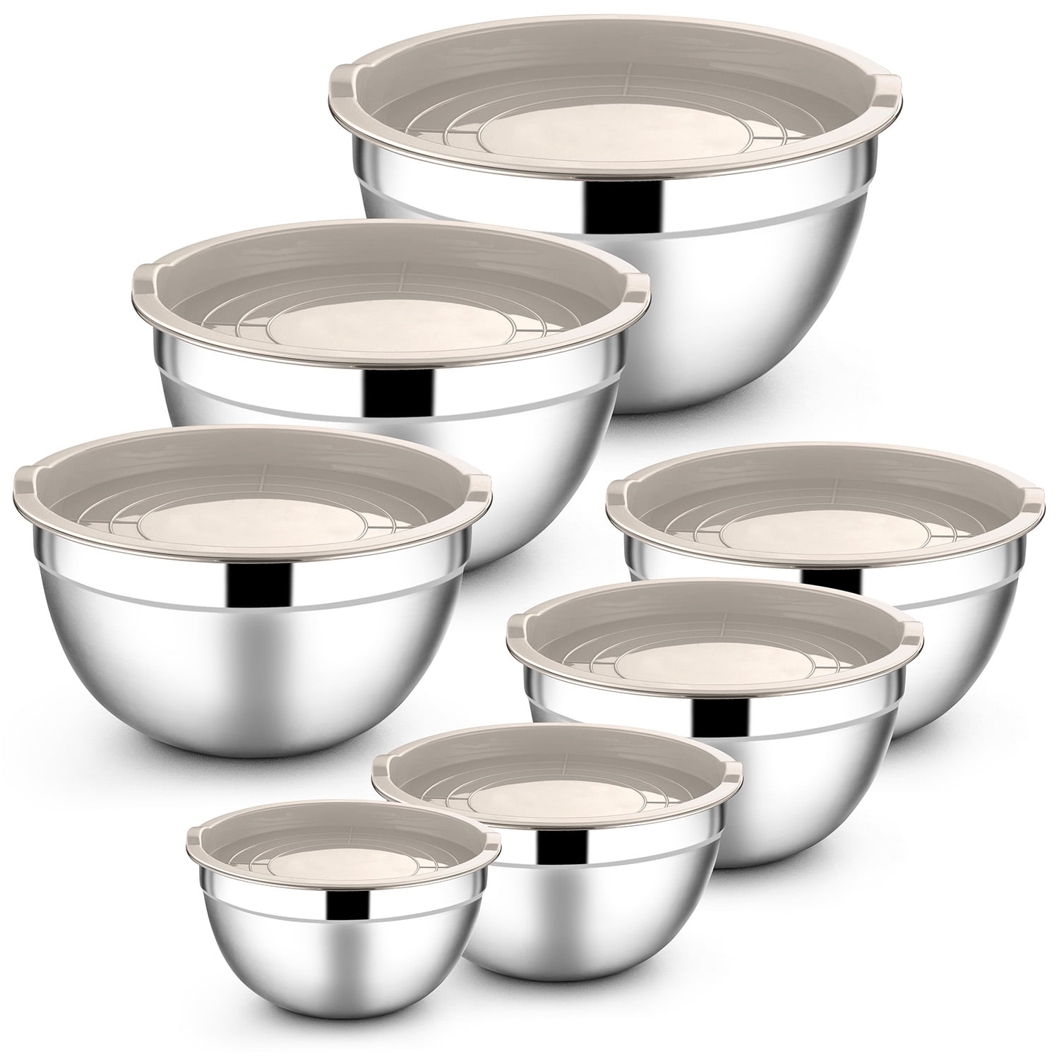 Vesteel Large 7 PCS Stainless Steel Mixing Bowls, Nesting Salad Bowls ...