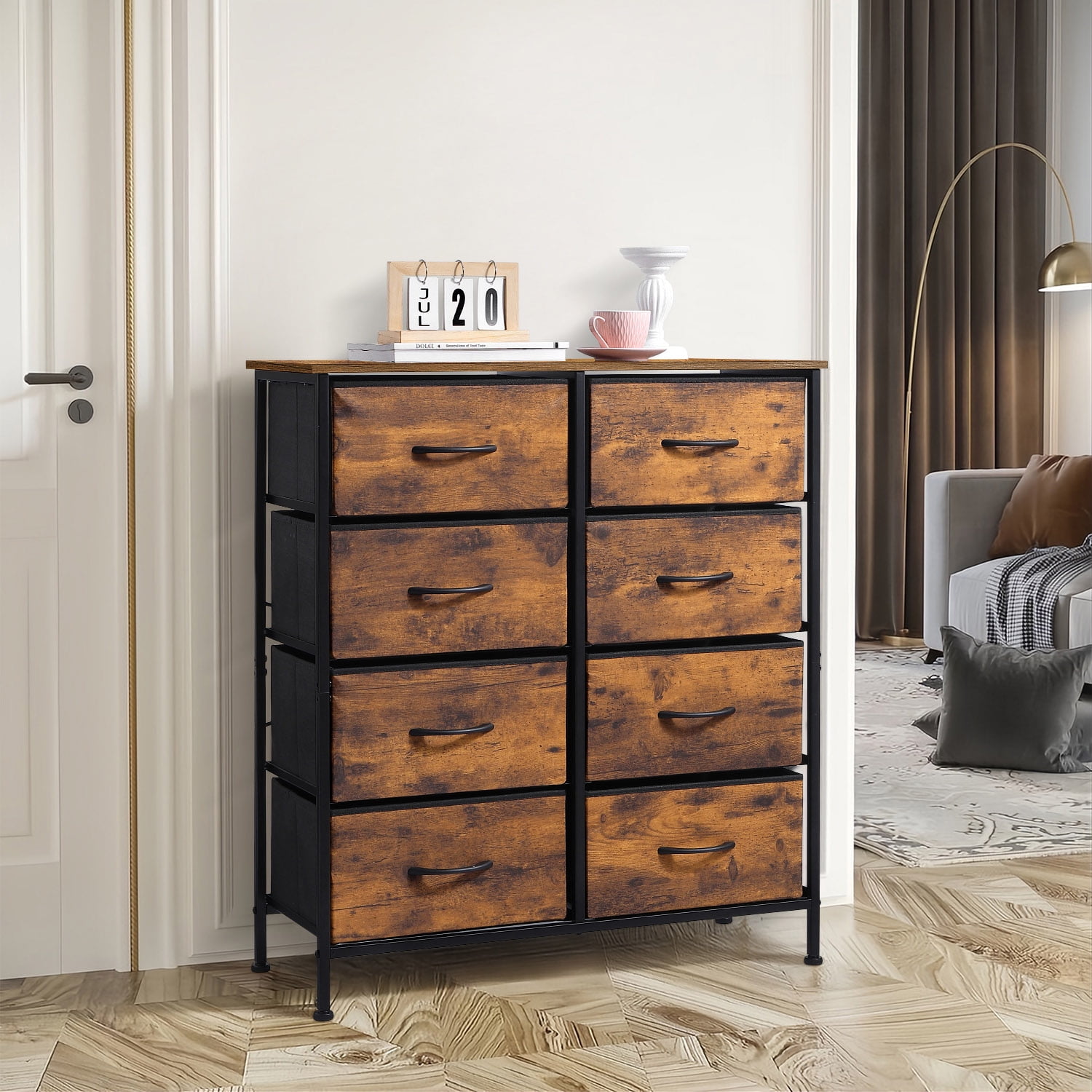 Vesteel 8 Drawers Dresser - Tall Storage Tower with Fabric Bins, Chest ...
