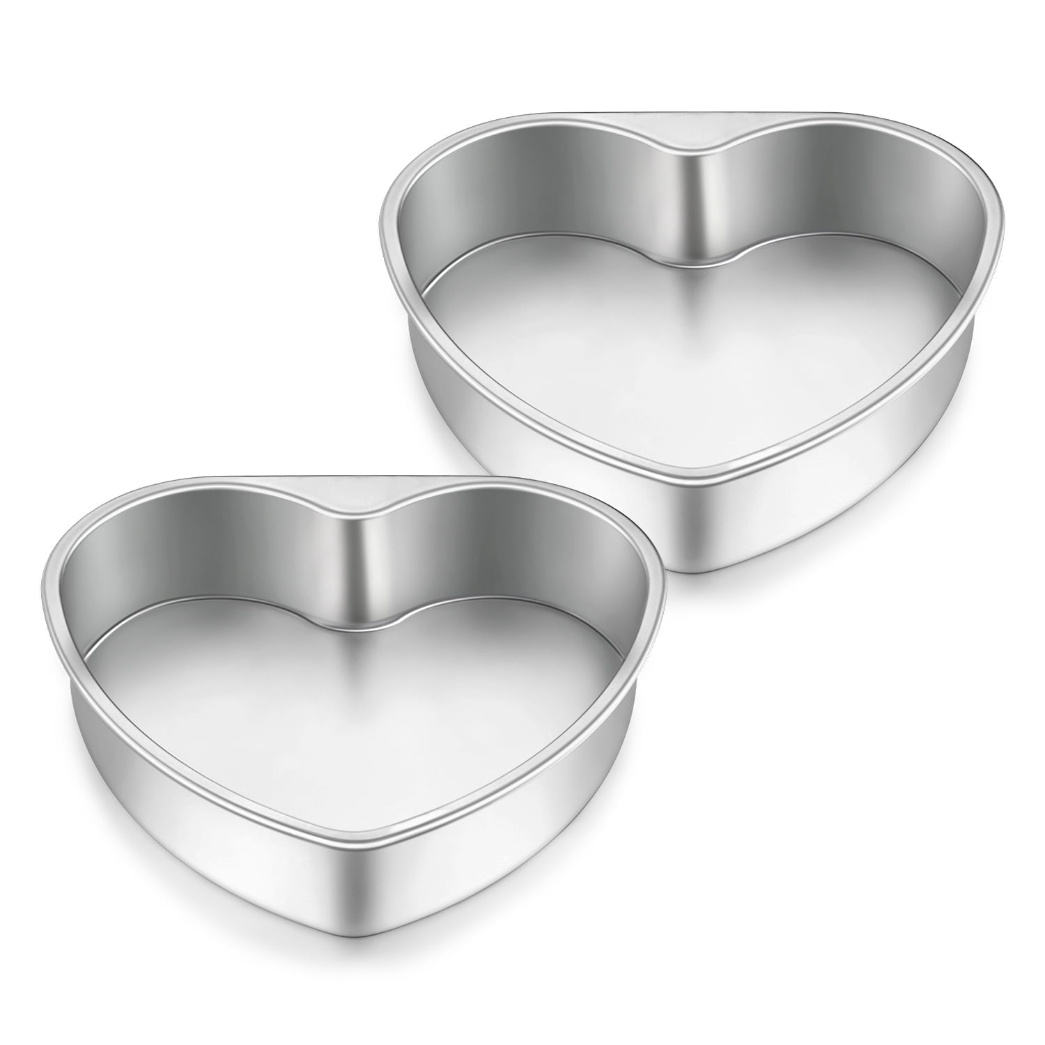 Vesteel 8 Inch Heart Shaped Cake Pan Set of 2, Stainless Steel Baking ...