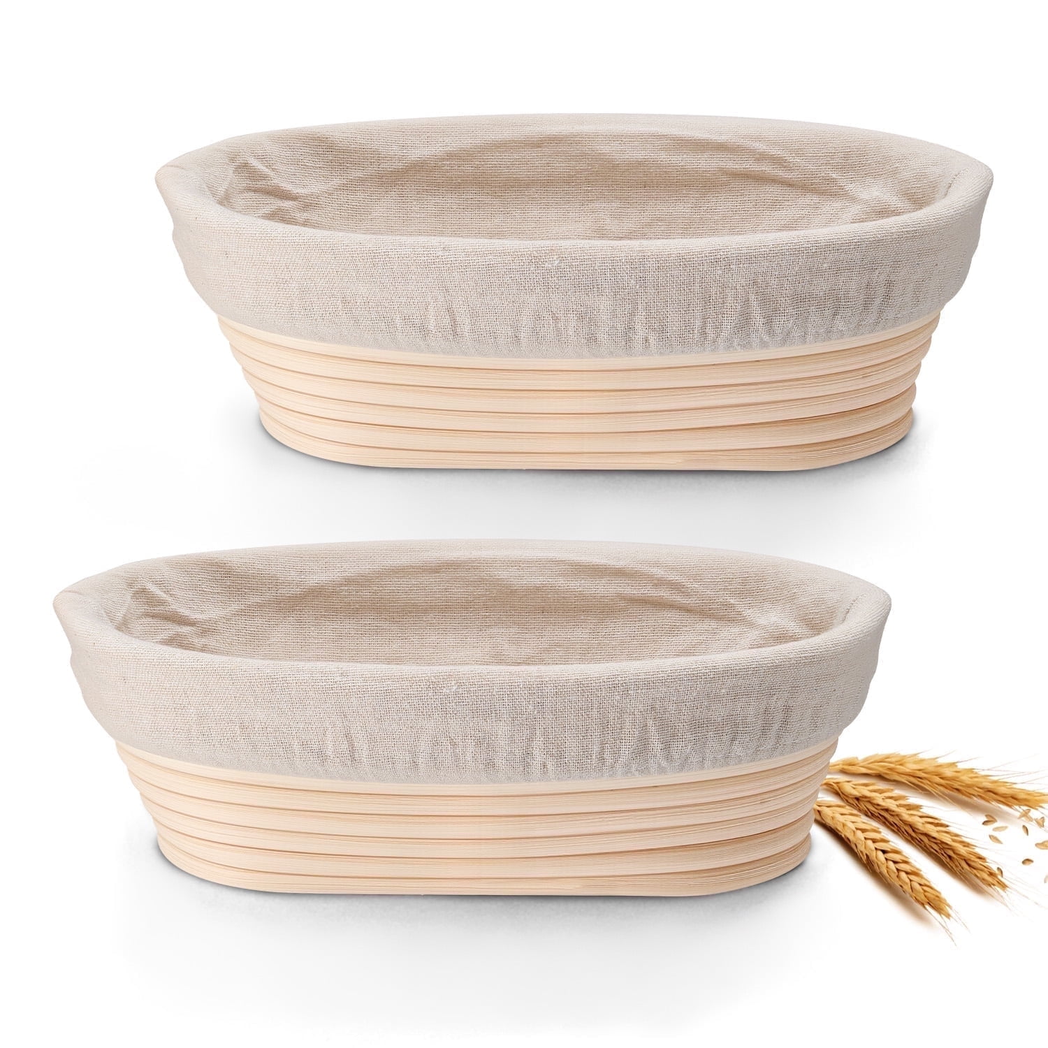 Vesteel Bread Proofing Basket Set of 2, 10 inch Oval Banneton Bread ...