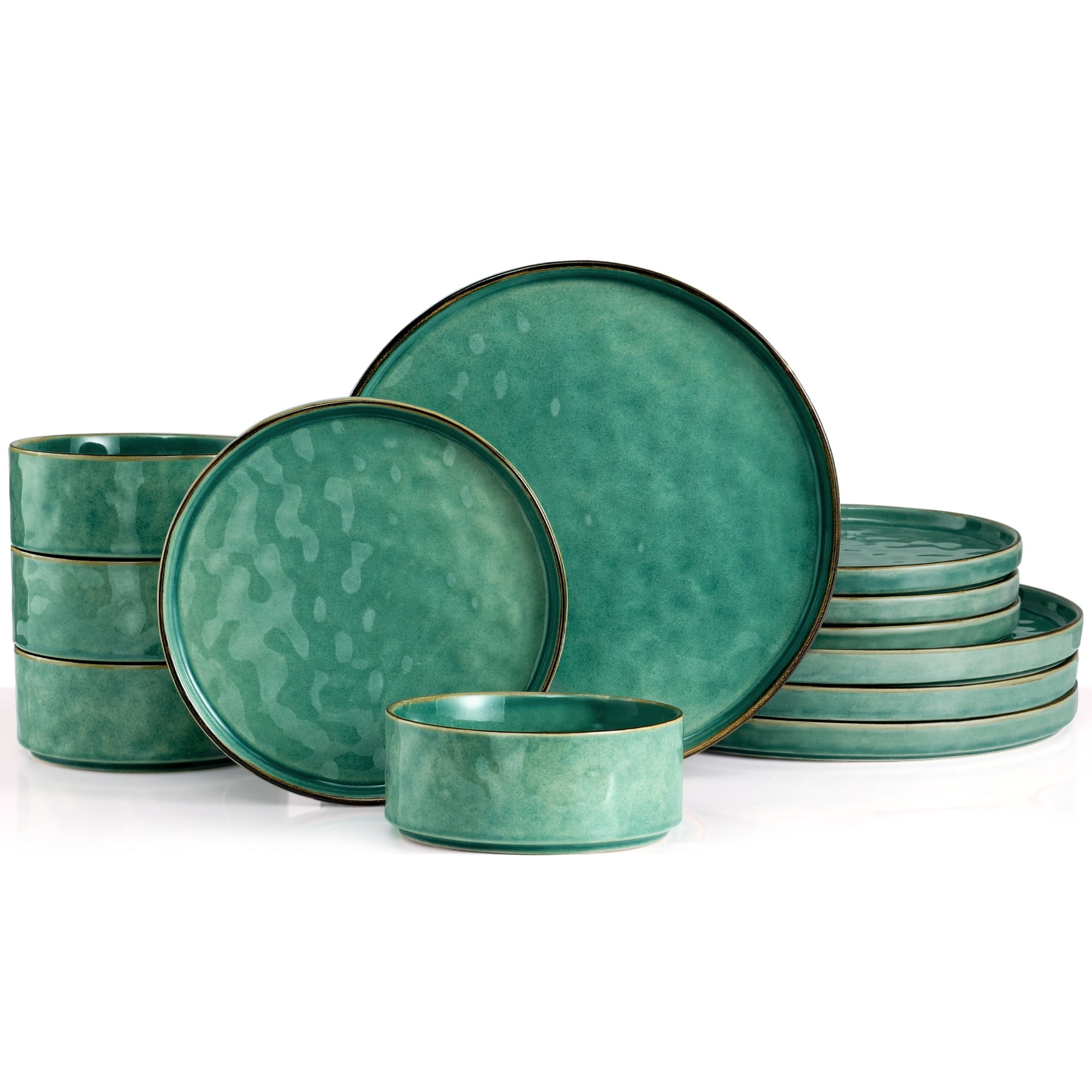 Vesteel Dinnerware Sets, 12-Piece Stoneware Plates and Bowls Set ...