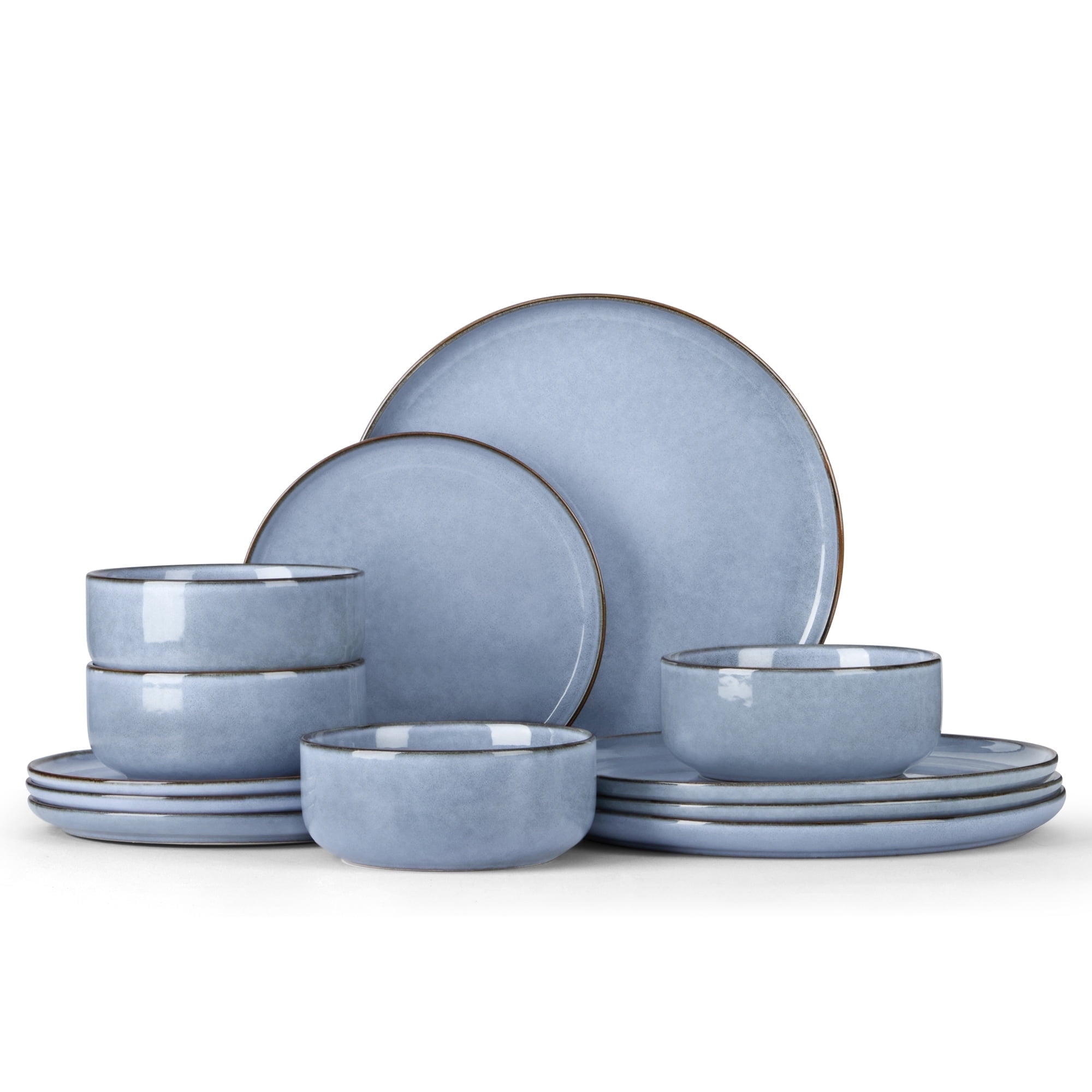 Vesteel Dinnerware Sets for 4, 12-Piece Stoneware Dish and Bowls Set ...