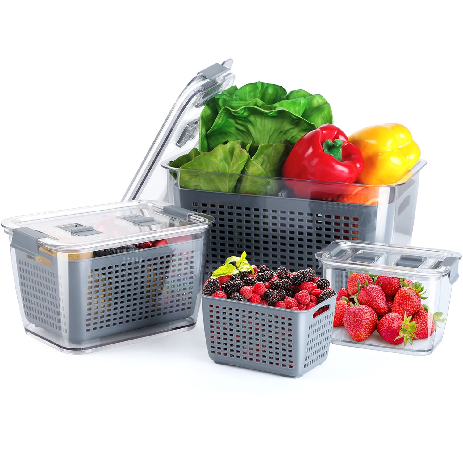 Vesteel 3 Pack BPA-Free Food Storage Containers, Fridge Organizer ...