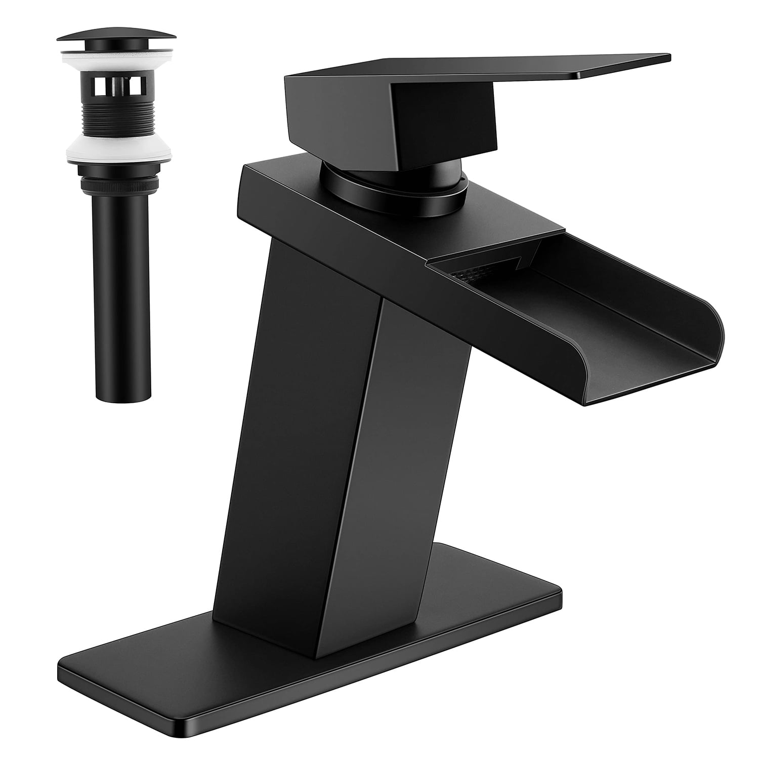 Vesteel Matte Black Bathroom Faucet Modern Waterfall Spout Bathroom