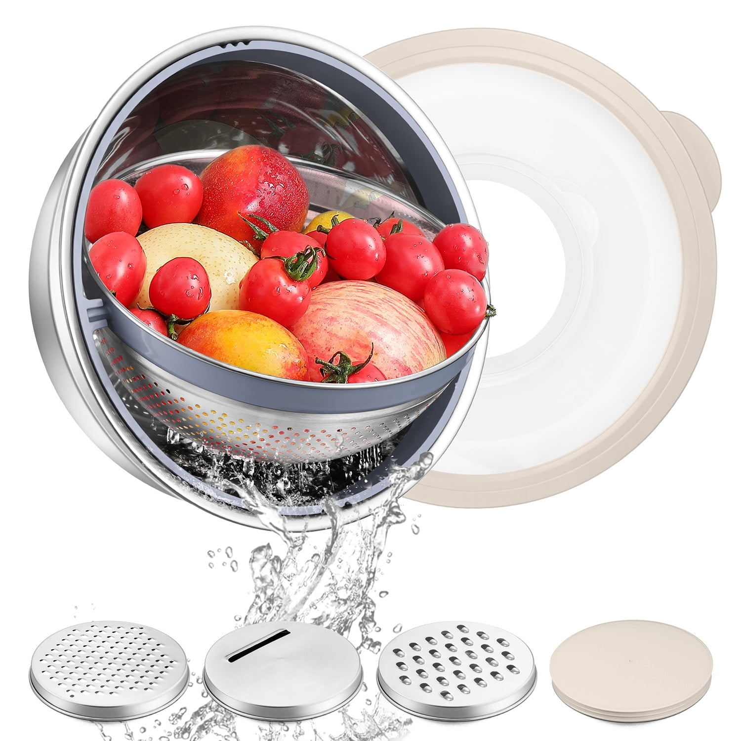 Vesteel Colander with Mixing Bowl Set, 4 in 1 Stainless Steel Food ...
