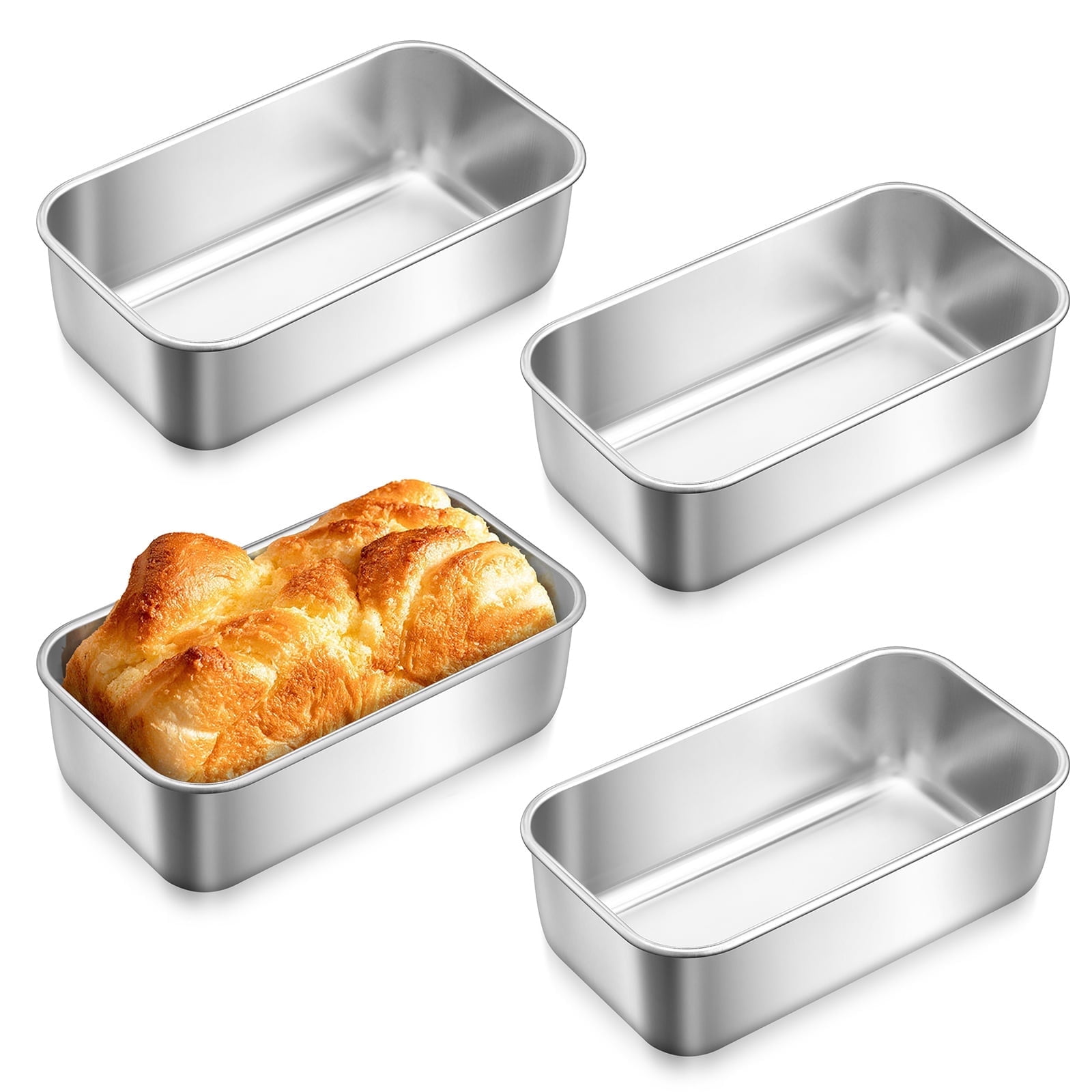 Mini Loaf Pan Set of 4, Vesteel 6” x 3.5” Baking Bread Pans, Stainless ...
