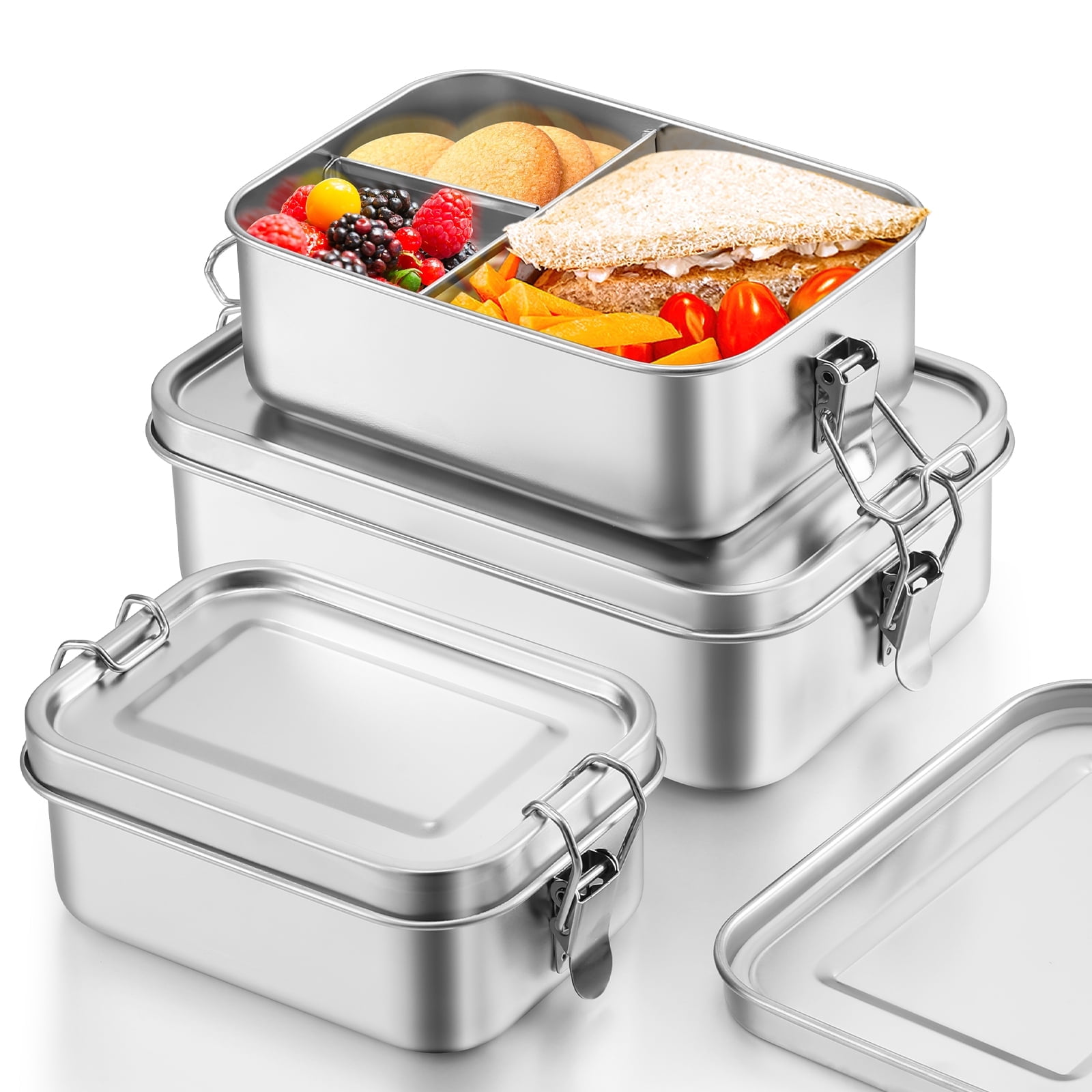 Vesteel Stainless Steel Bento Box Set, 47oz 29oz 18.6oz, 3 Sizes Food ...