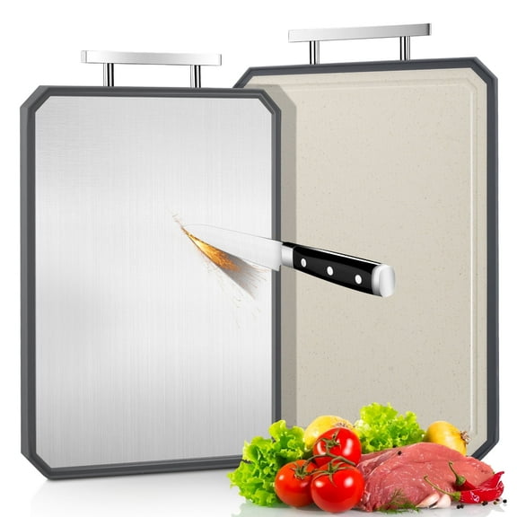 Double-Sided Stainless Steel Chopping Board with Hanging Hole – Durable ...