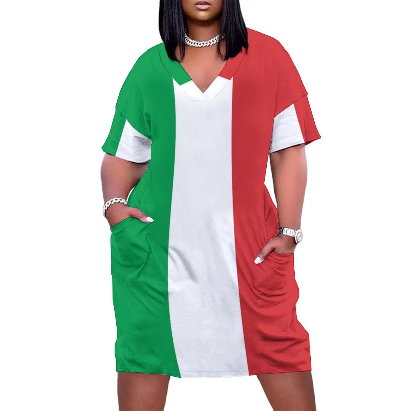 Vestido holgado con bolsillo y bandera de Italia para mujer ropa de ...