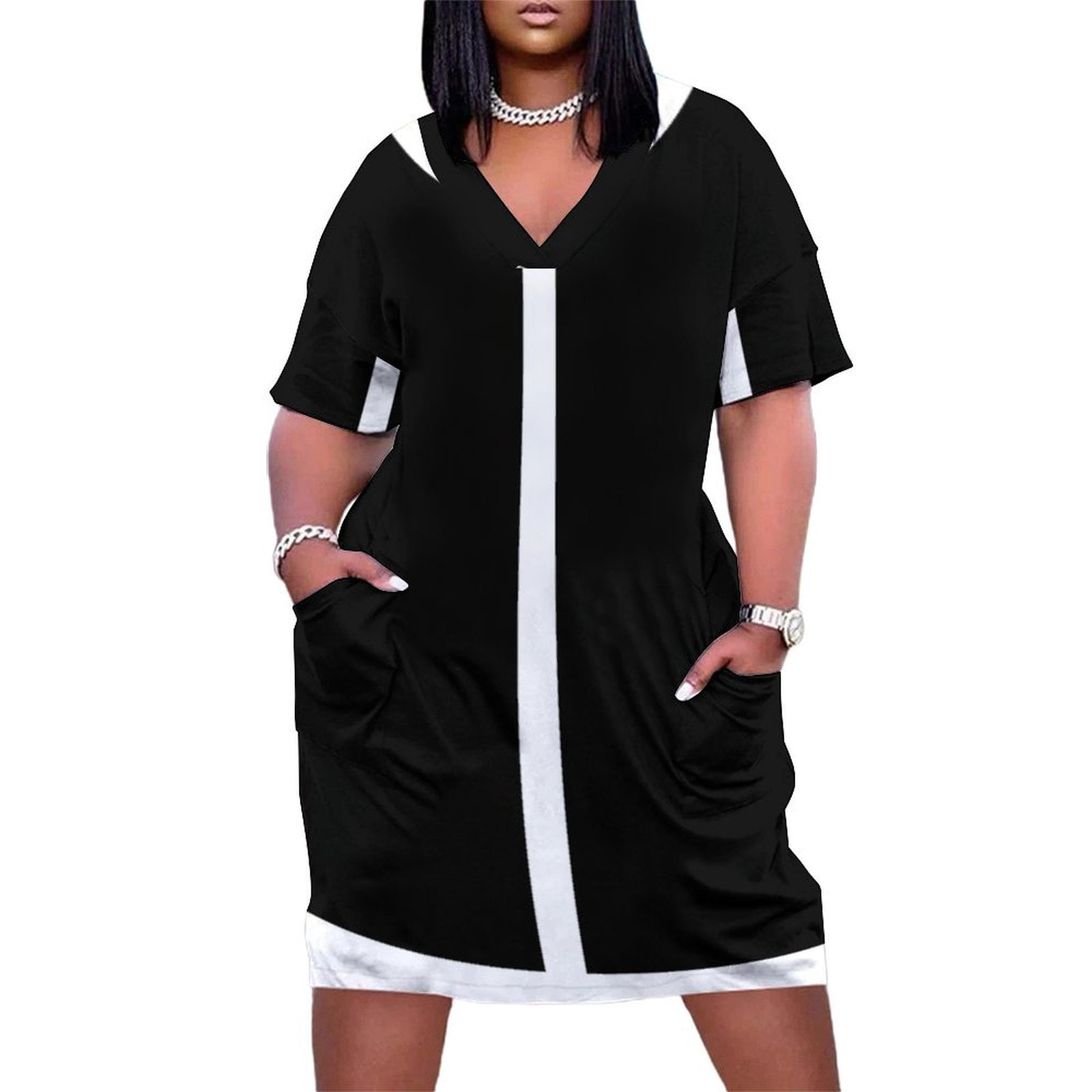 Vestido holgado con bolsillos para mujer prenda elegante de verano 60s ...