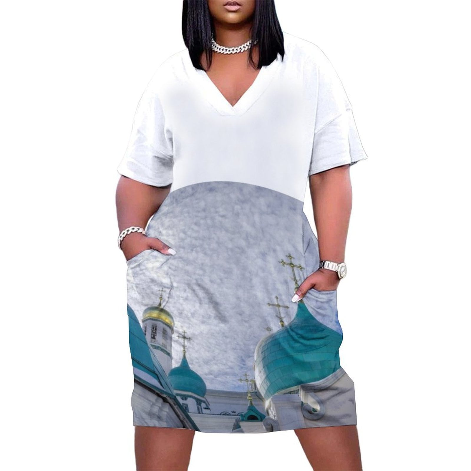 Vestido holgado con bolsillos para mujer ropa de verano con cúpula del ...