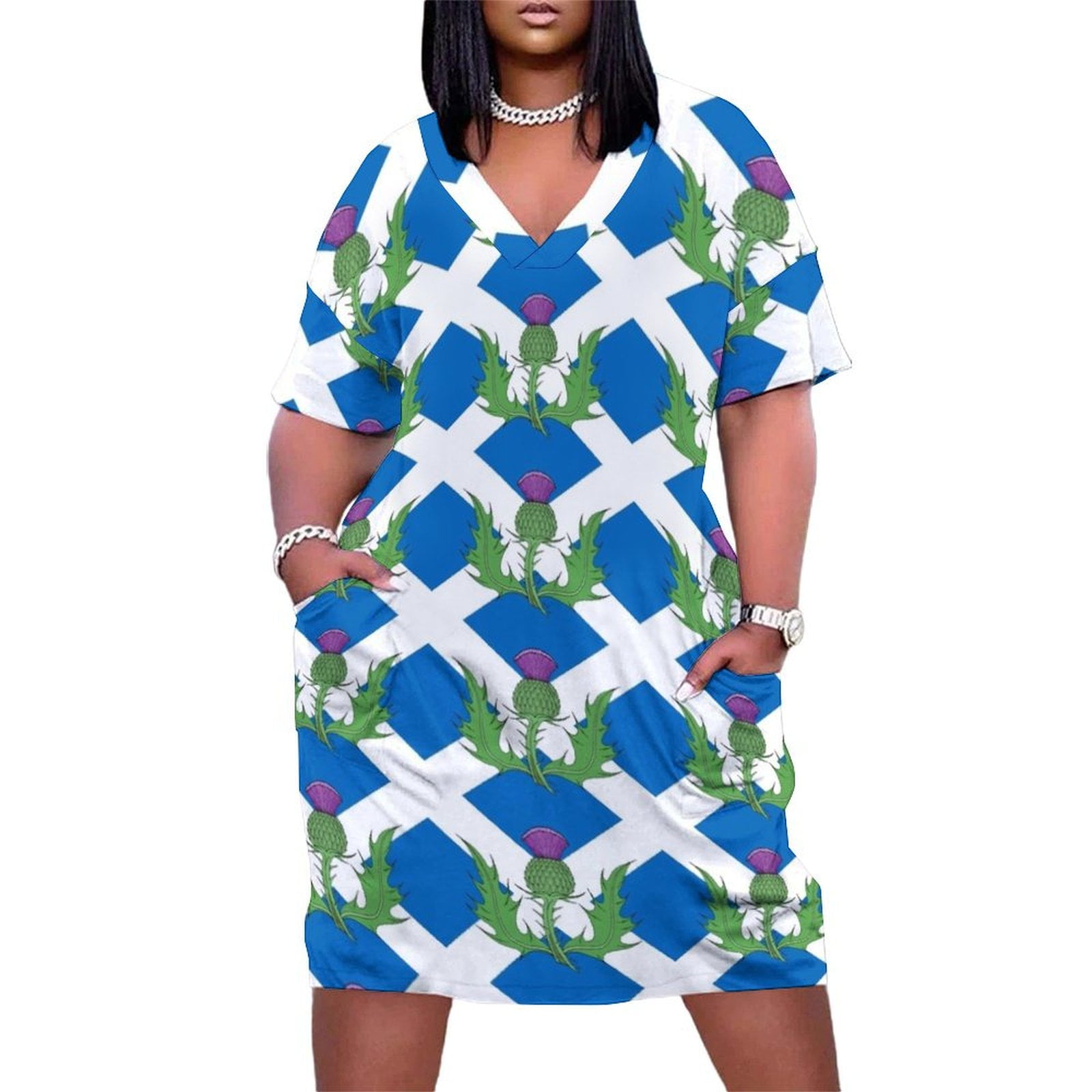 Vestido holgado de cardo escocés para invitados de boda ropa con ...