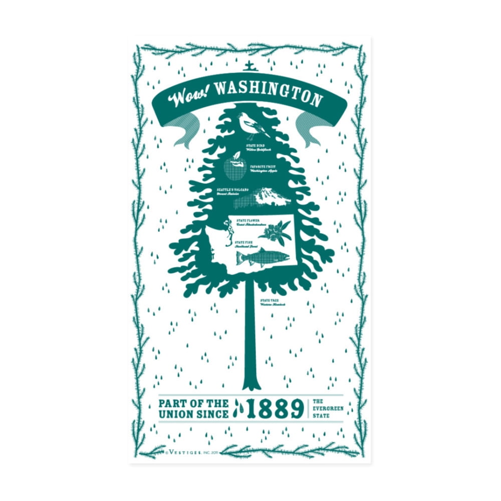 Vestiges Washington State Souvenir Tea Towel 21.5" x 32" Eco-Friendly ...