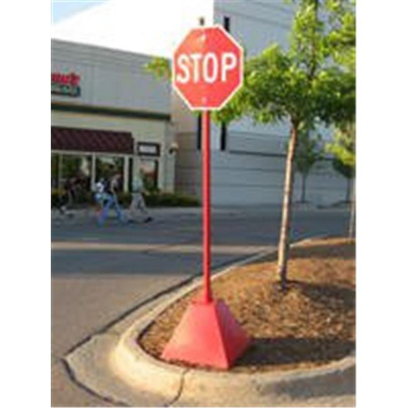 Vestil Manufacturing PYSB-R Red Pyramid Sign Base with Pole - Walmart.com