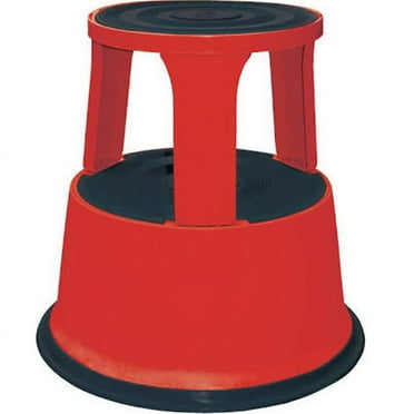 Cramer Scooter Stool, Round, 15", Step & Lock Wheels, to 300lb, Red ...