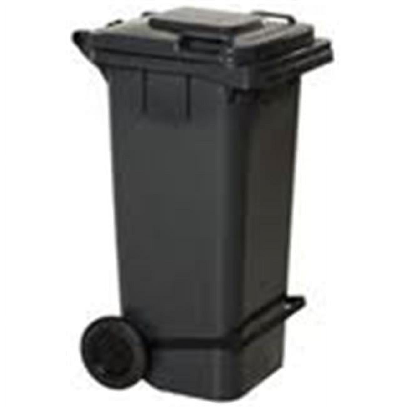 Vestil Grey Poly Garbage Can with Wheels- 32 gal Durable Plastic Waste ...