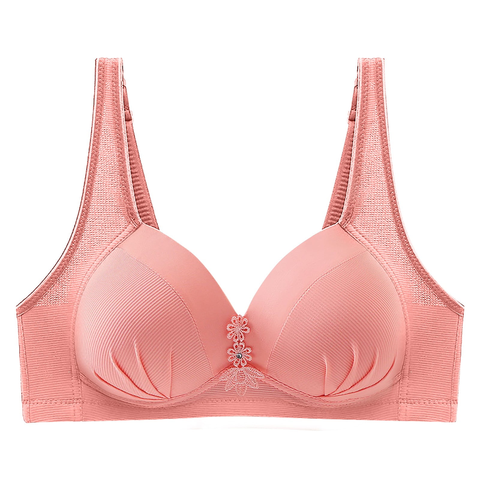 Vestitiy Bras for Women Full Coverage Wider Strips Wireless Push Up ...