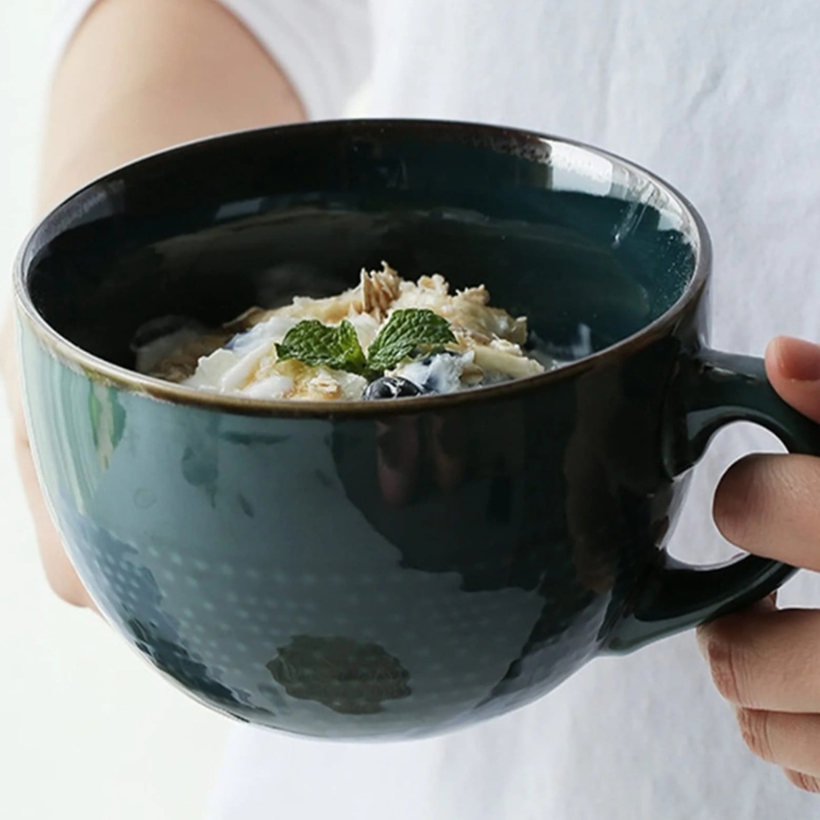 Vestitiy Extra Large Ceramic Coffee Mug, 23.66 oz, Green Stoneware ...