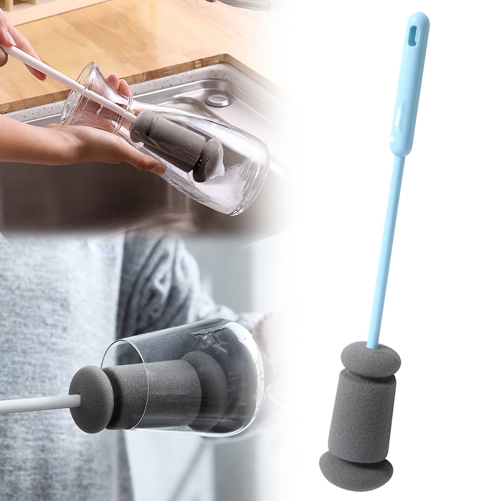 Vestitiy Long Handle Soft Sponge Bottle Brush Extra Cleaning Scrubber ...