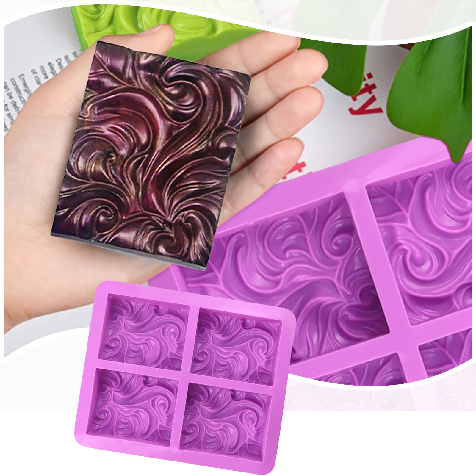 Vestitiy Sea Wave Silicone Soap Molds,4 DIY Handmade Soap Molds with ...