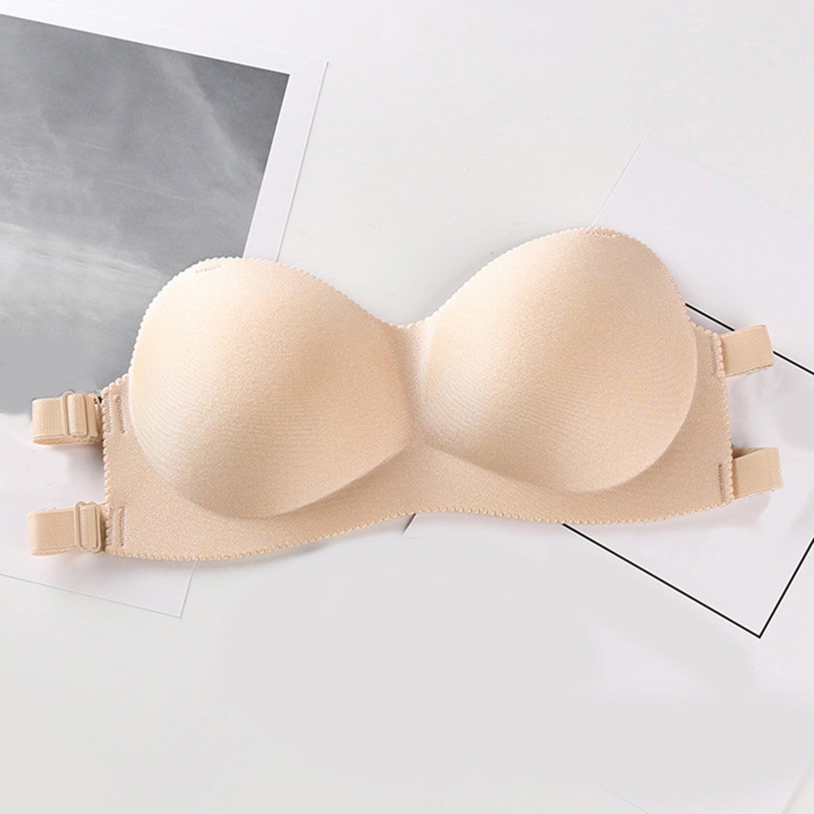 Vestitiy Strapless Bras Women Thin Front Button Bra Beauty Back Thin