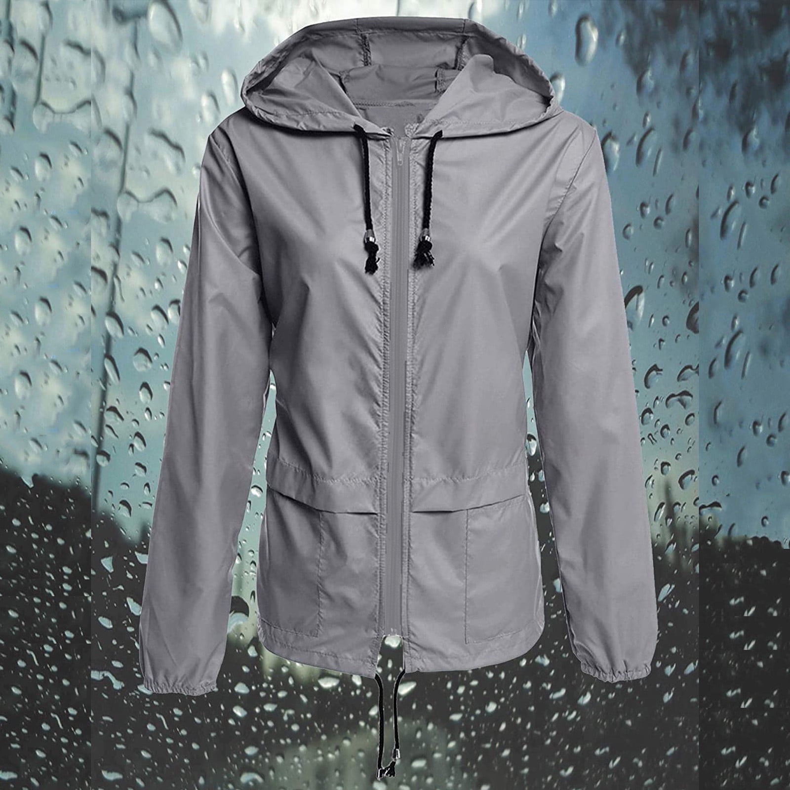 Vestitiy Rain jackets for women Women Plus Size Waterproof Rain Jacket ...