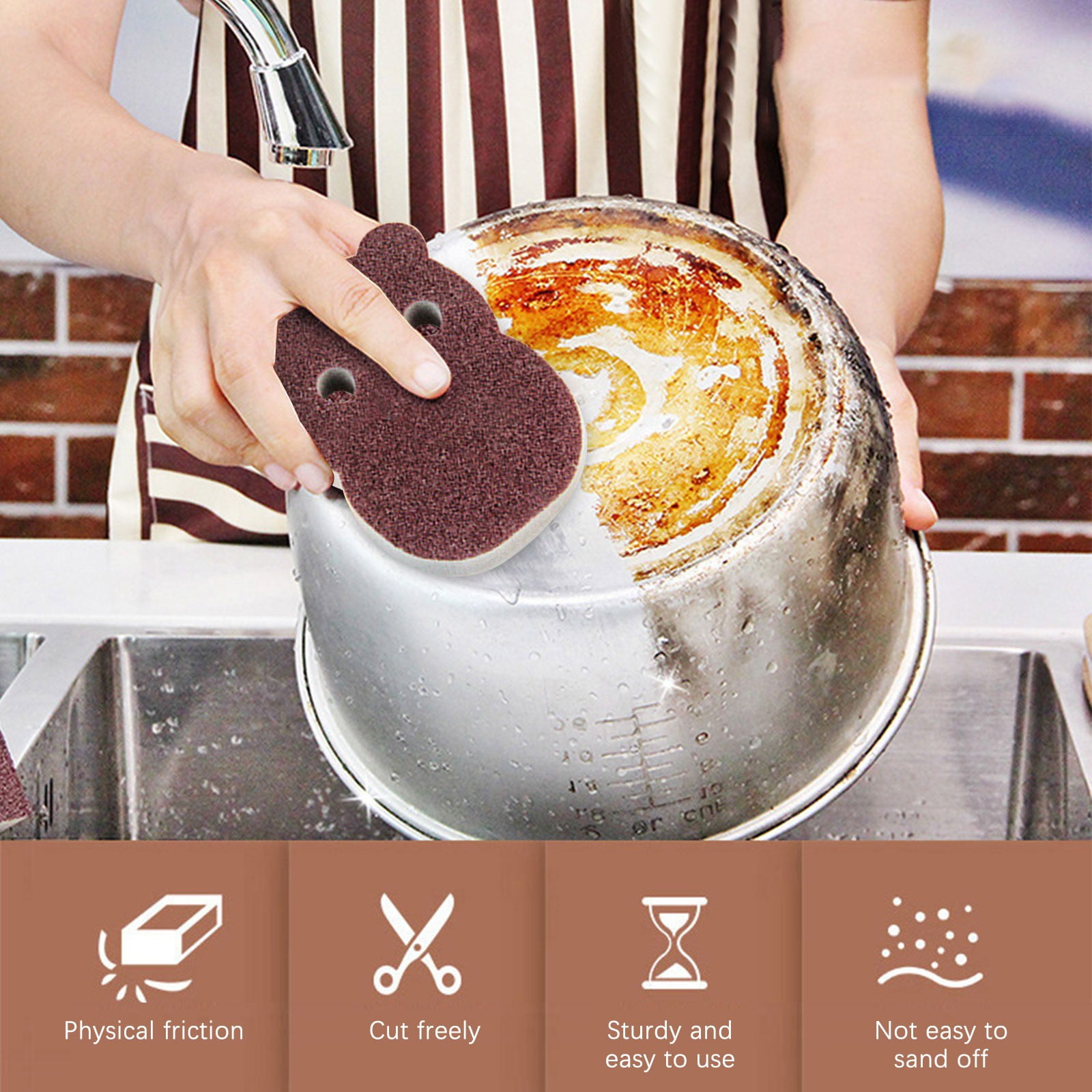 Vestitly Brown Hippopotamus, Emery Sponge, Wipe, Kitchen , Dishwashing ...