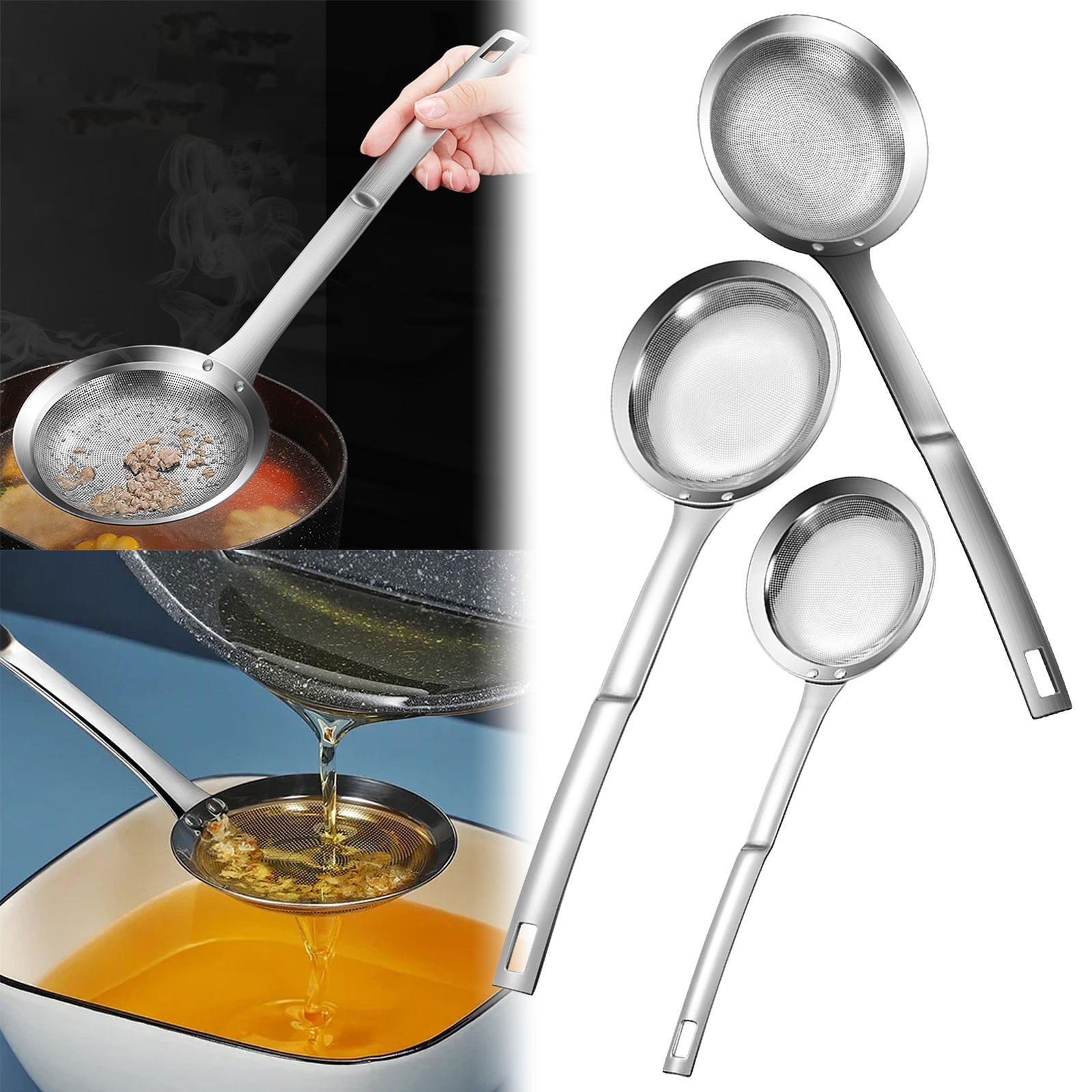 Vestitly Fine Mesh Colander Stainless Filter Dense Oil Separator Spoon ...
