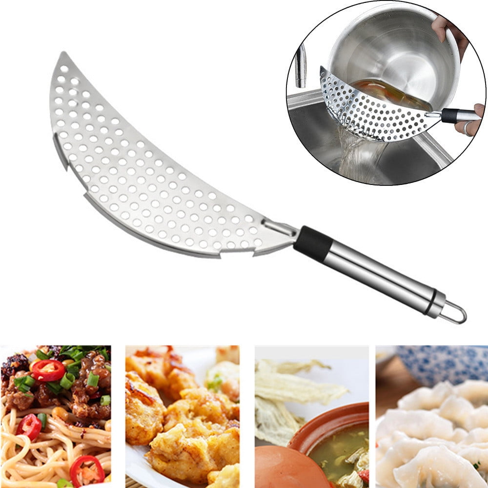 Vestitly Grease Handheld Stainless Steel Pasta Strainer,Crescent Pot ...