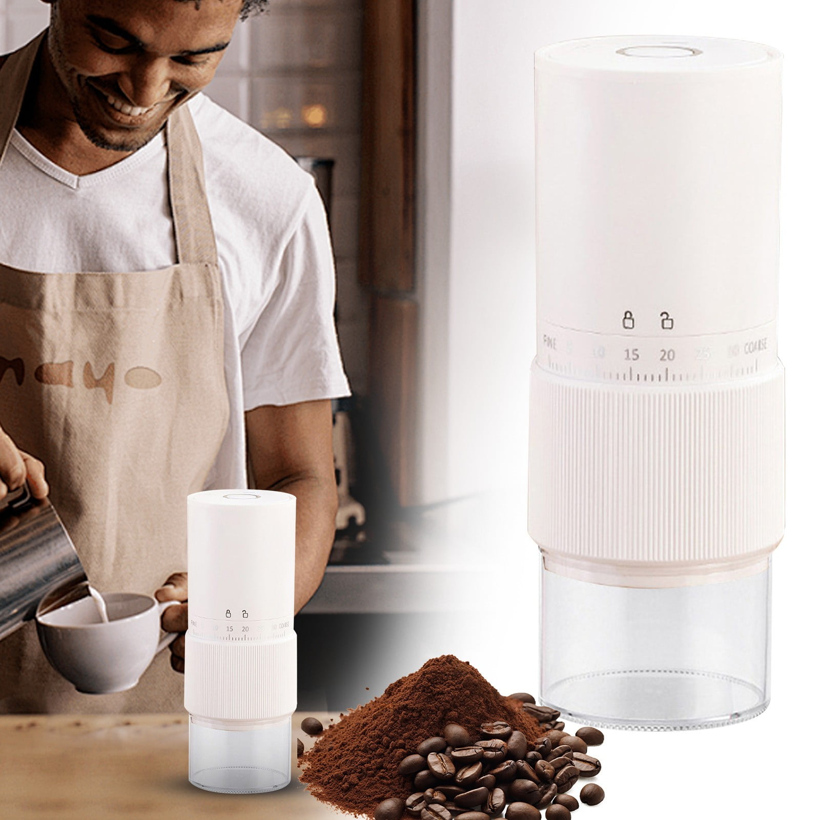 Vestitly Portable Rechargeable Coffee Grinder 30 Adjustable Settings ...