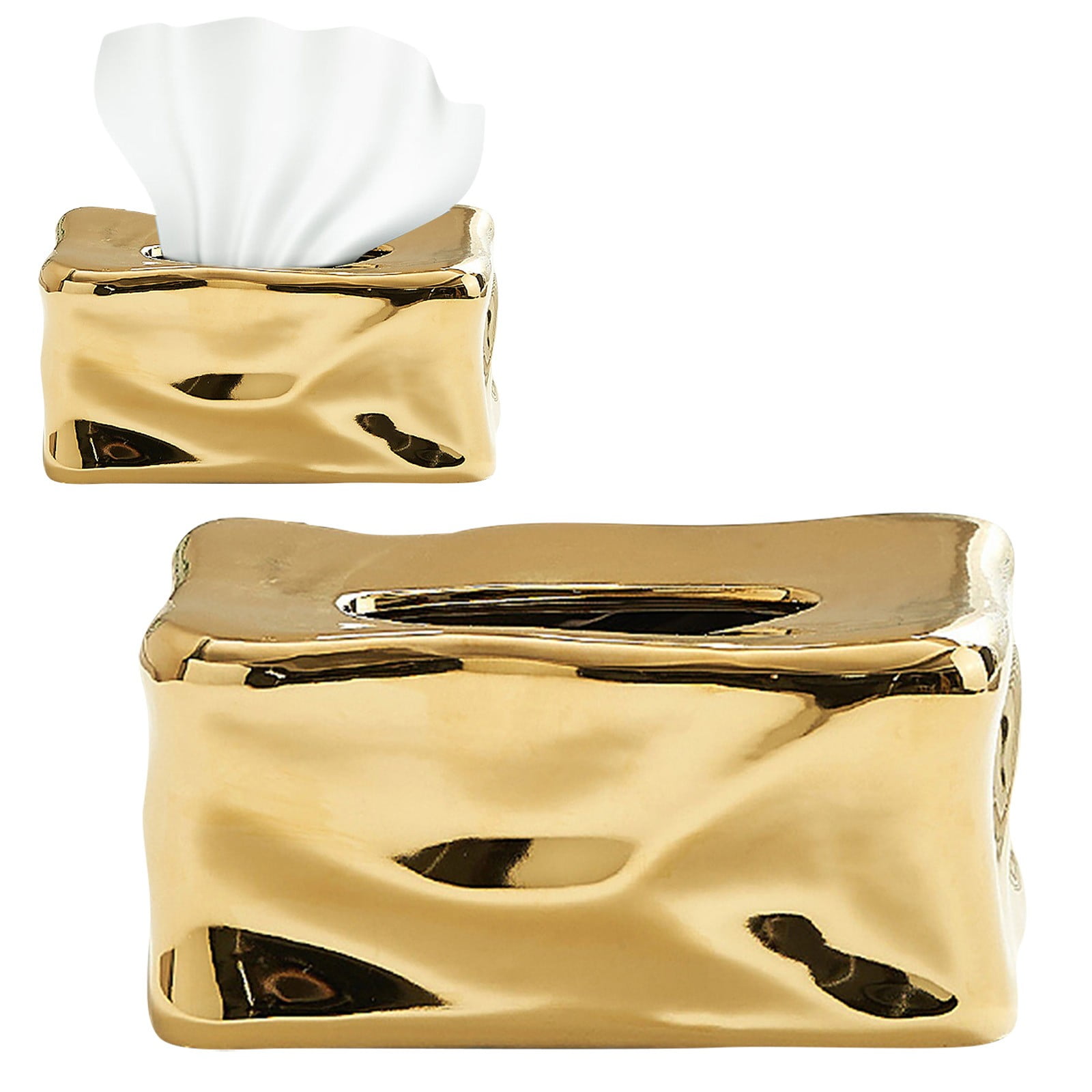 Vestitly Tissue Box Cover Napkin Holder Square Ceramic For Nightstand ...