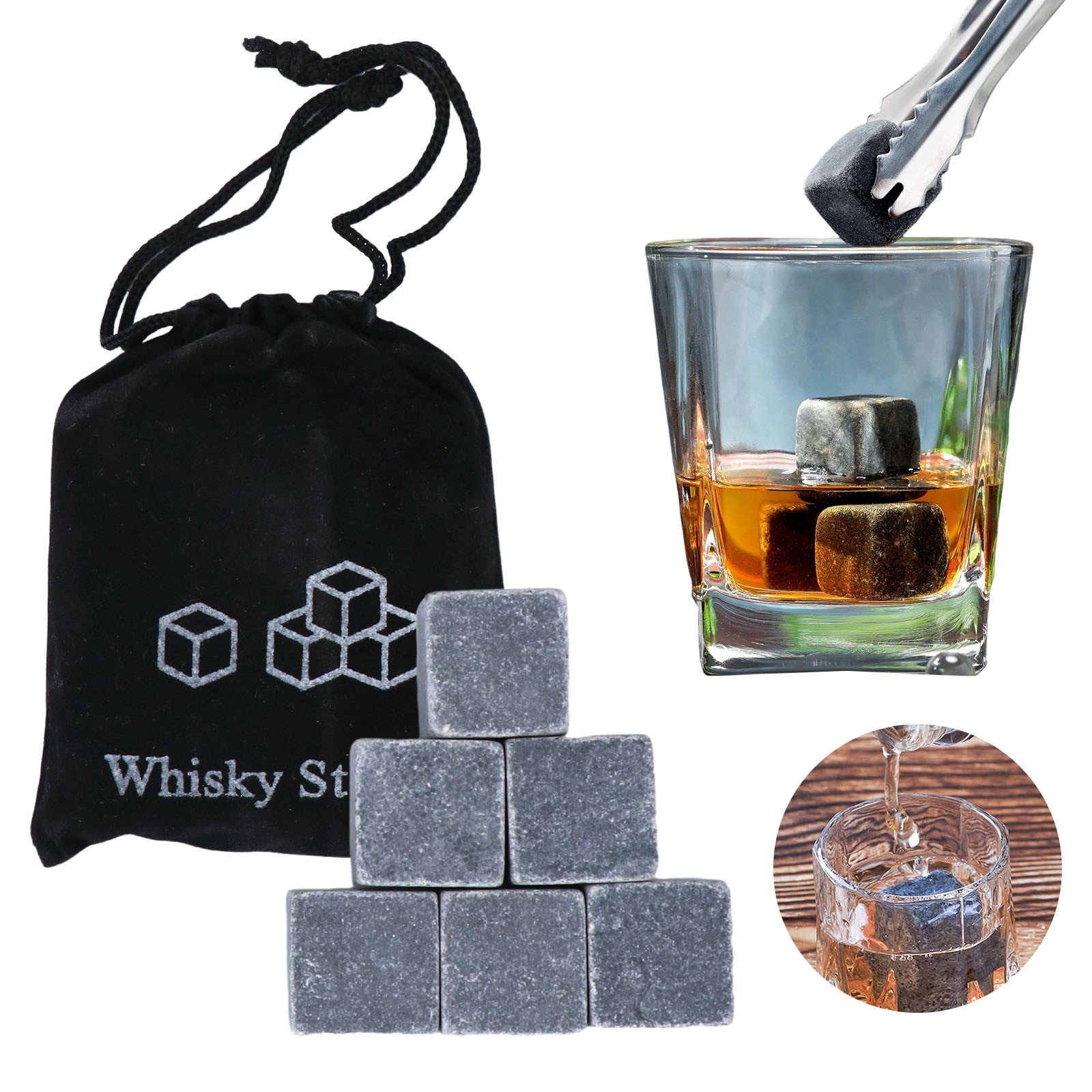 Vestitly Whiskey Ice Stone Marble Decanter Granite Ice Stone Square ...