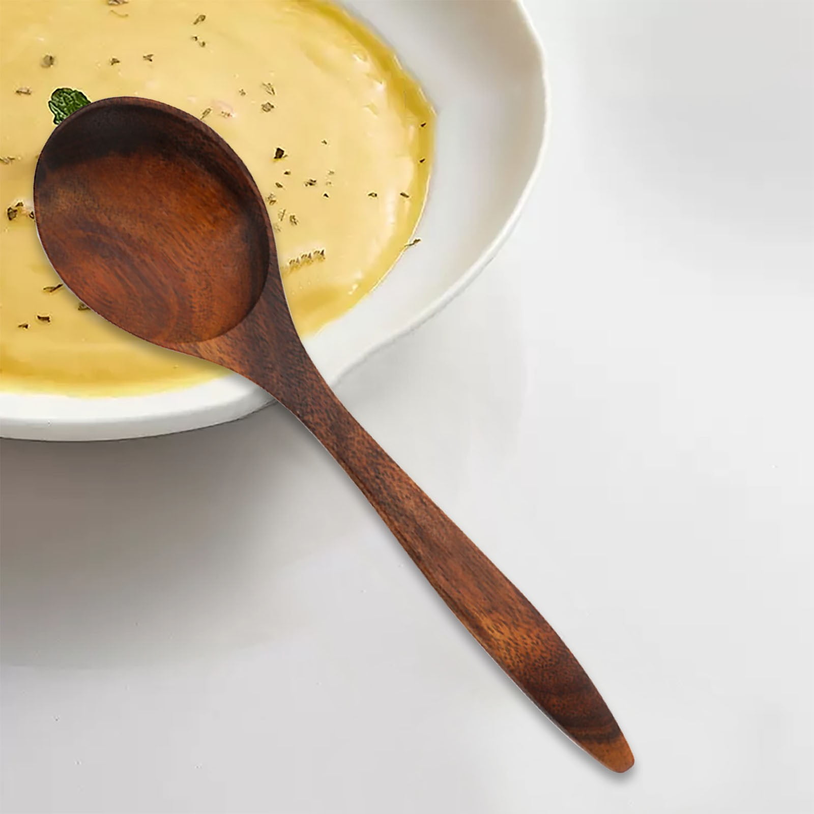 Vestitly Wooden Spoons Wood Soup Spoons Serving Spoons Wooden Teaspoon ...