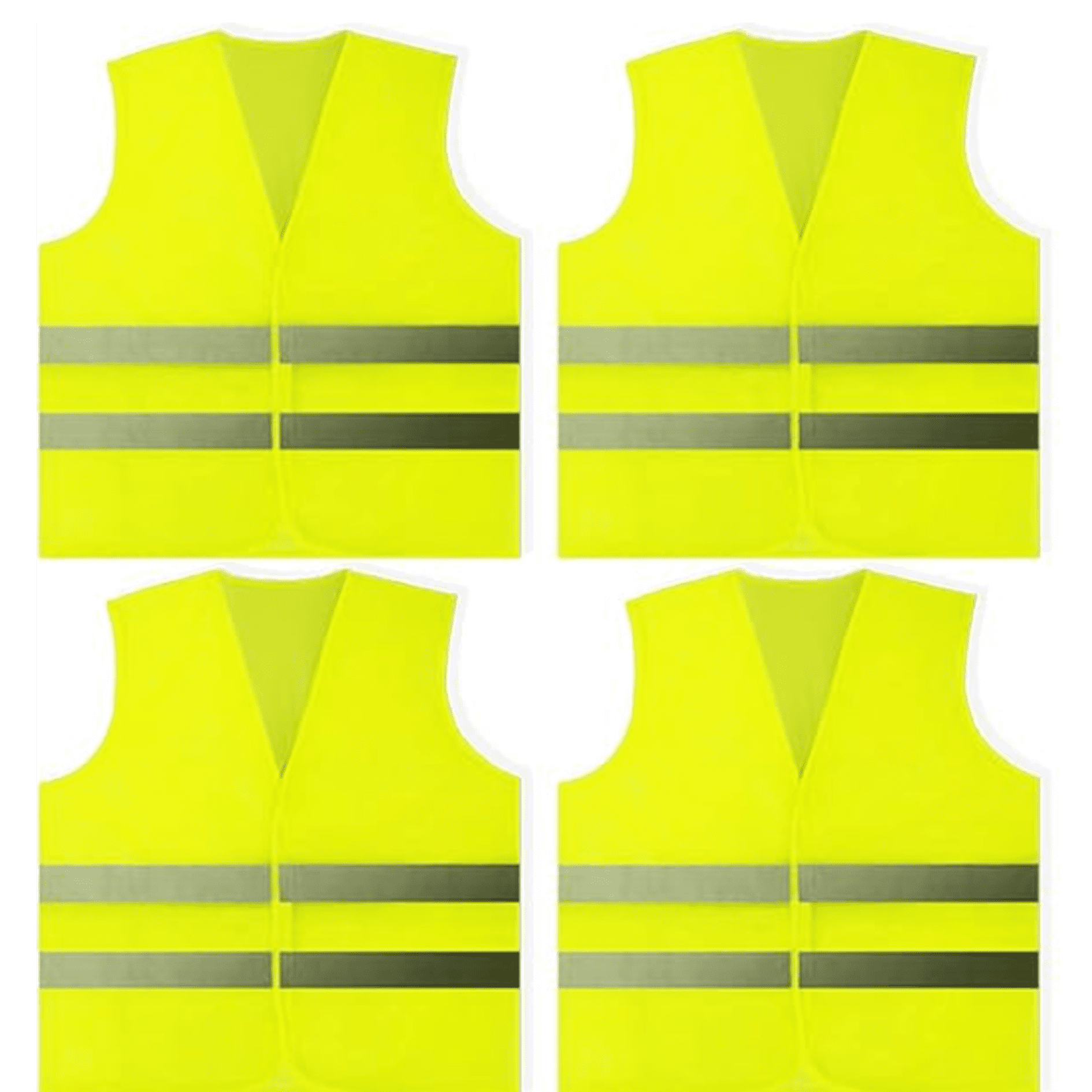 Vests 4 Pack - Yellow Reflective High Visibility, Hi Vis Silver Strip ...