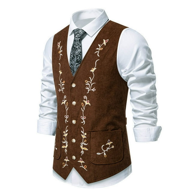Vests for Men 2024 Trendy Men's Fashion Color Contrast Embroidered Suit ...