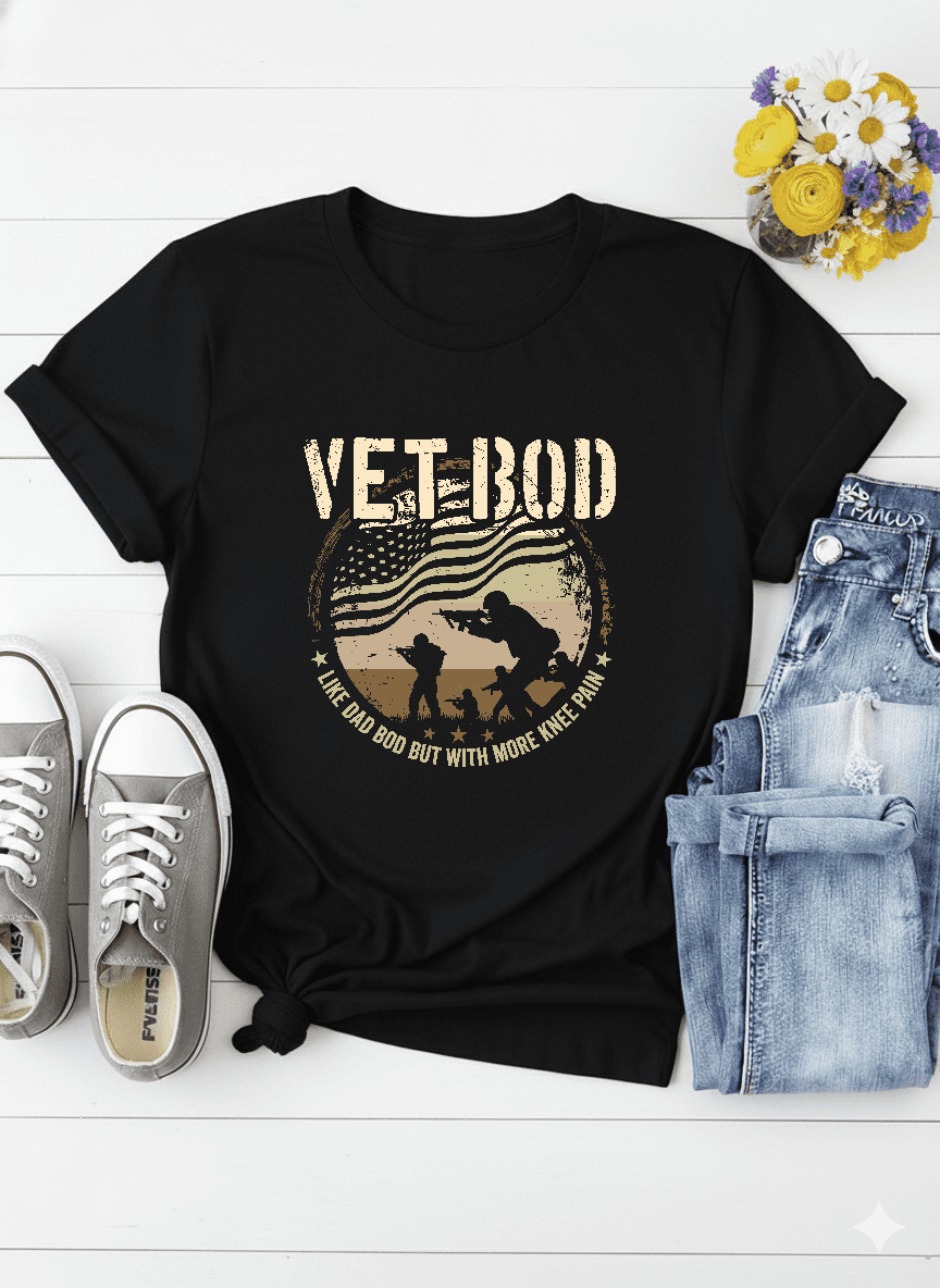 Vet Bod Like A Dad Bod Funny Veteran Humor Fathers Day Gift Quote ...