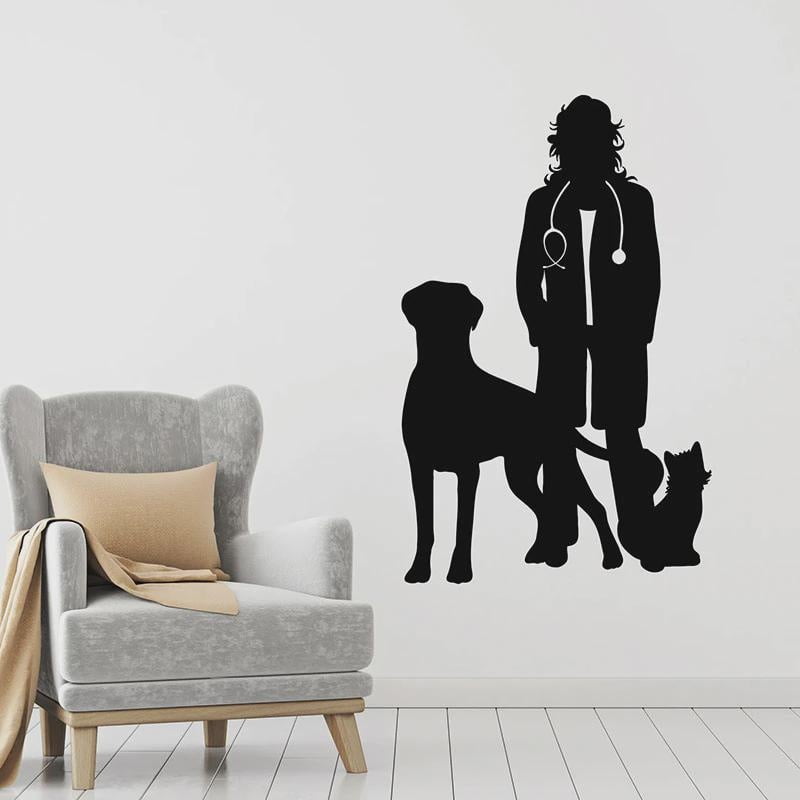 Vet Dog Cat Wall Decal Silhouette Vinyl Window Stickers Veterinary ...